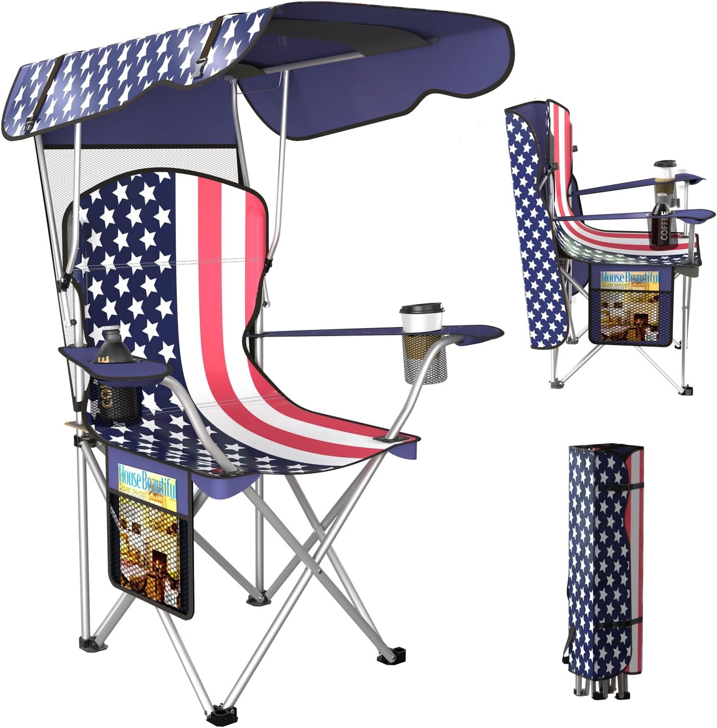 Portable Camping Chair with Canopy - Folding Chair with Canopy, Durable ...