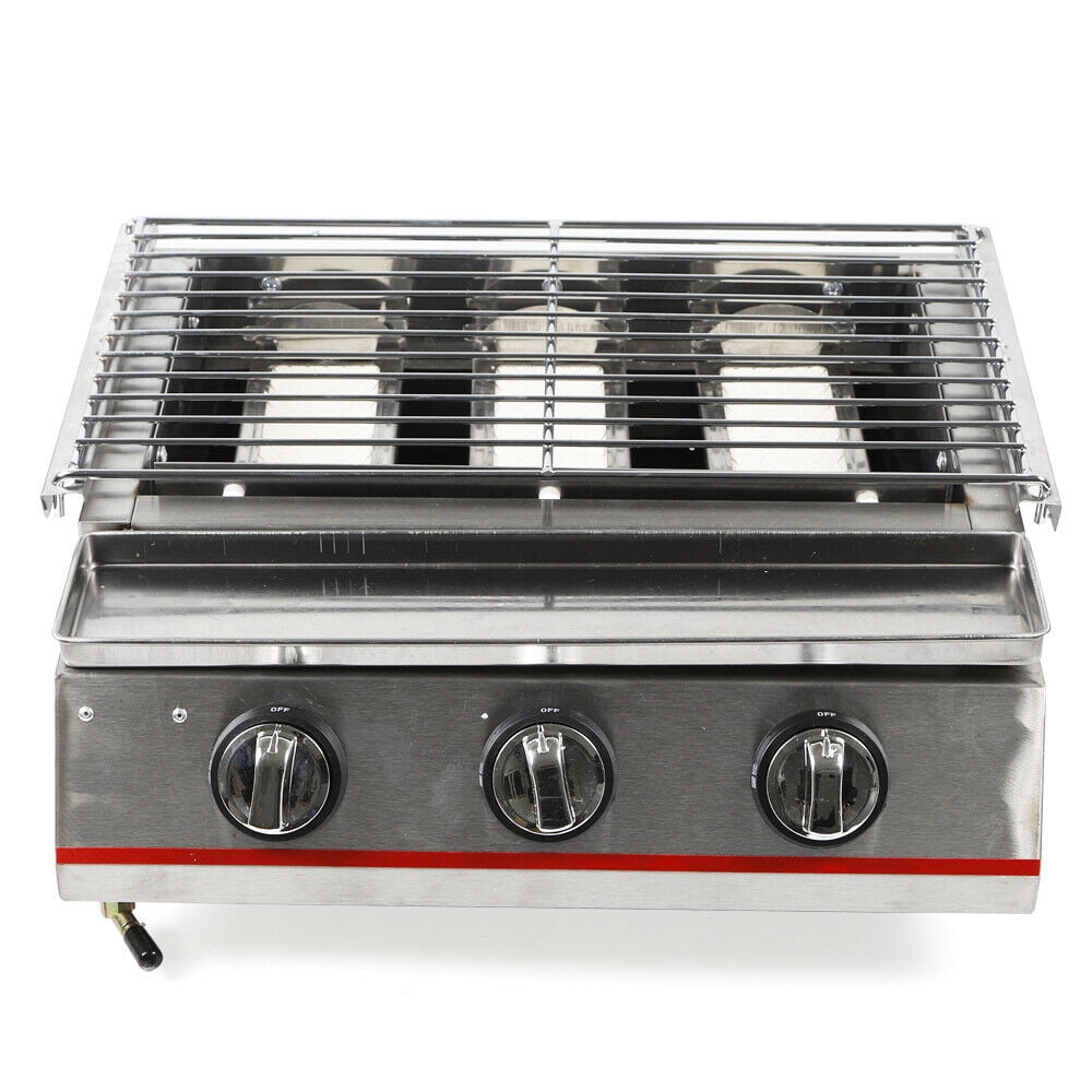 Portable Camping Cooker Stainless Steel 3 Burners Gas BBQ Grill ...