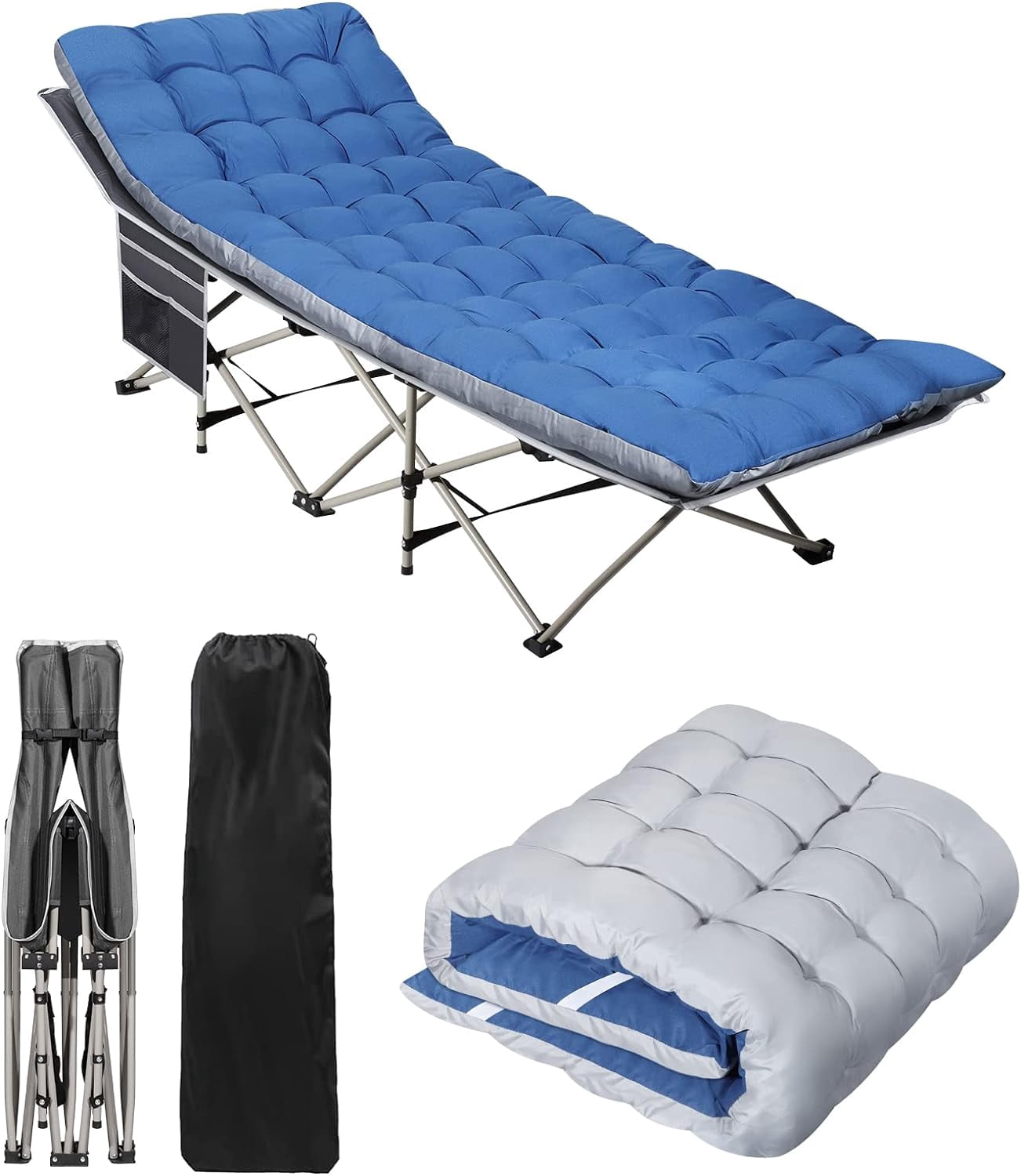 Portable Camping Cot with Mattress - Outdoor Folding Heavy Duty ...