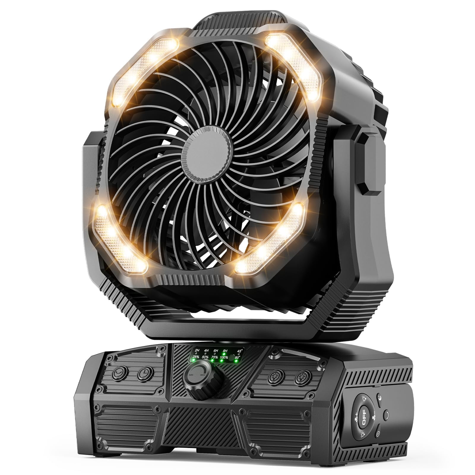 TAZTIR Portable Camping Fan, 1-Speed, Battery Operated, Desk Fan with Remote, 27H Work Hours, 90 ...