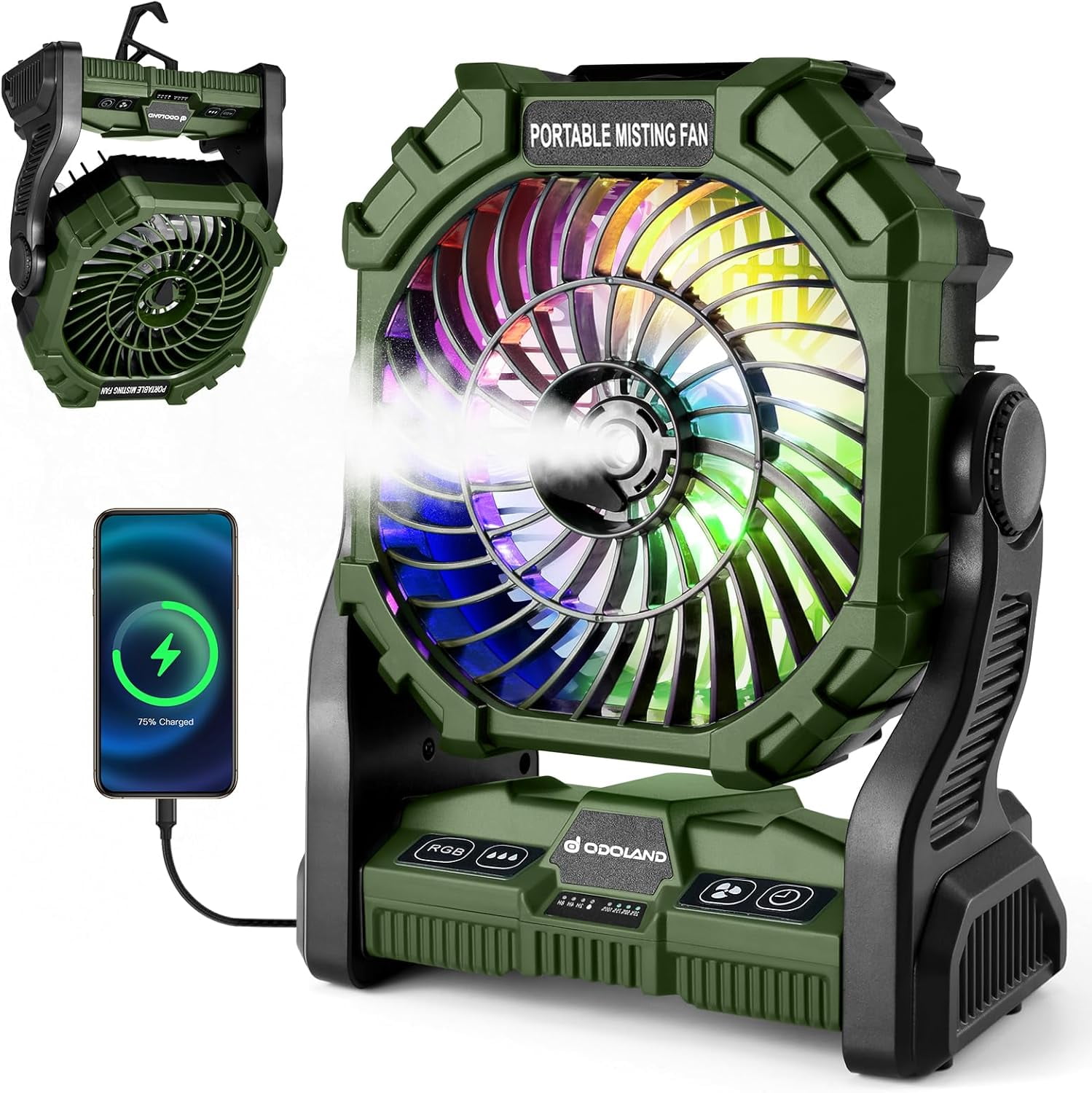 Portable Camping Fan with LED Lantern, 20000mAh Battery Operated ...