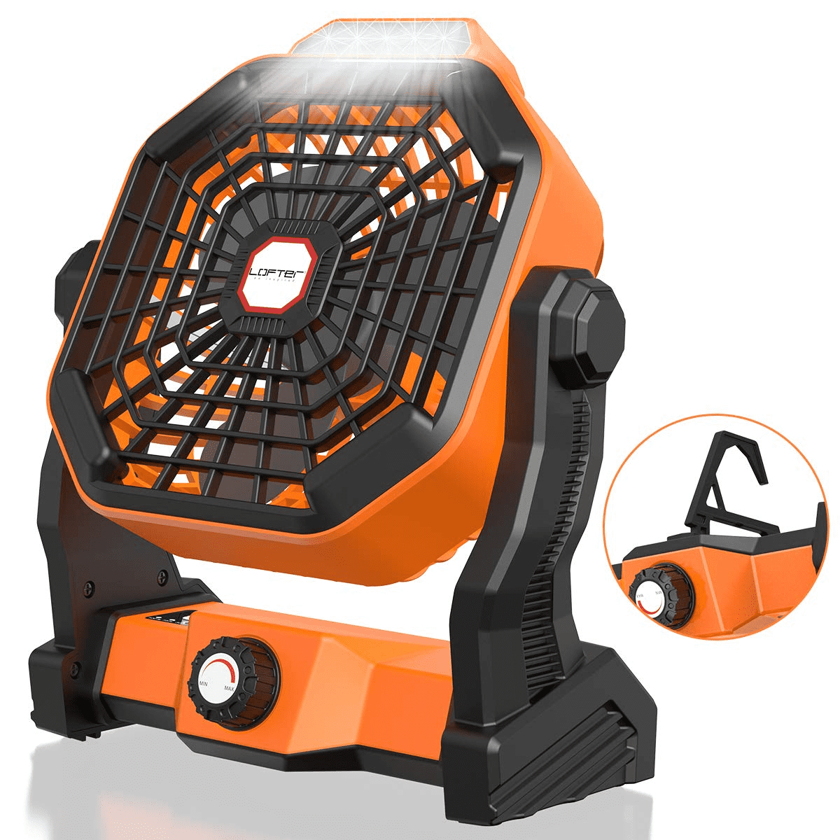 Portable Camping Fan with LED Light, Rechargeable Outdoor Tent Fans ...
