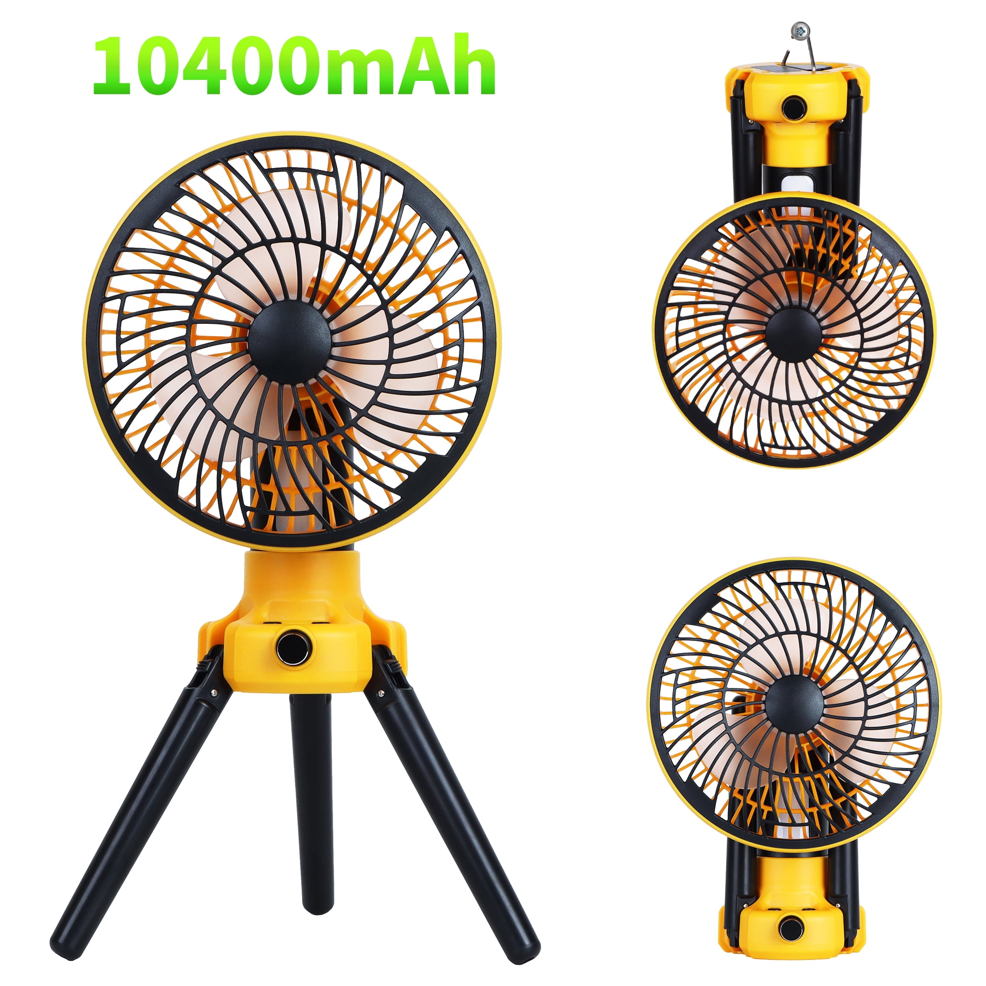Portable Camping Fans with Light 10400mAh Rechargeable Battery Operated ...