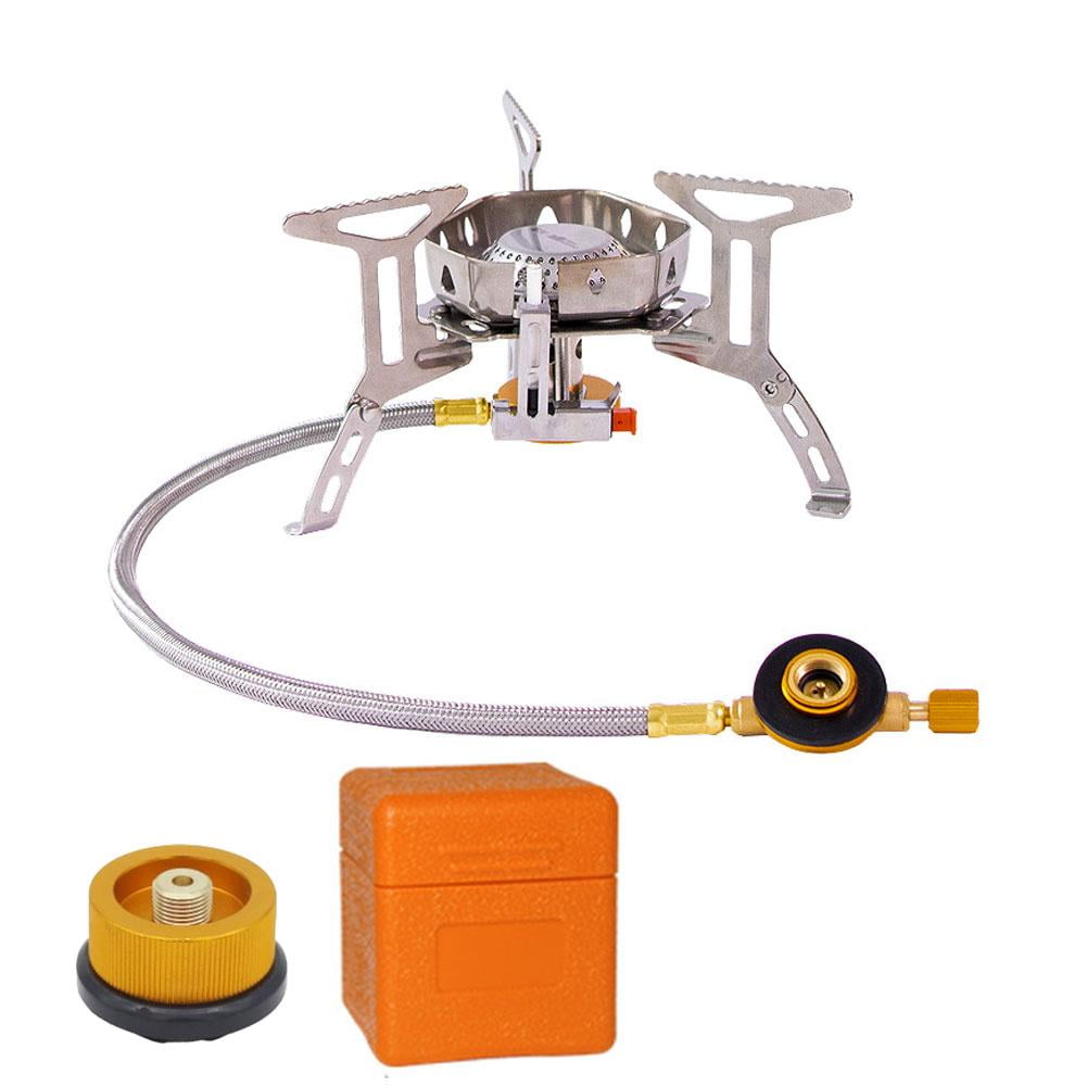 Portable Camping Gas Stove, Windproof 3500W Burner with Piezo Ignition ...