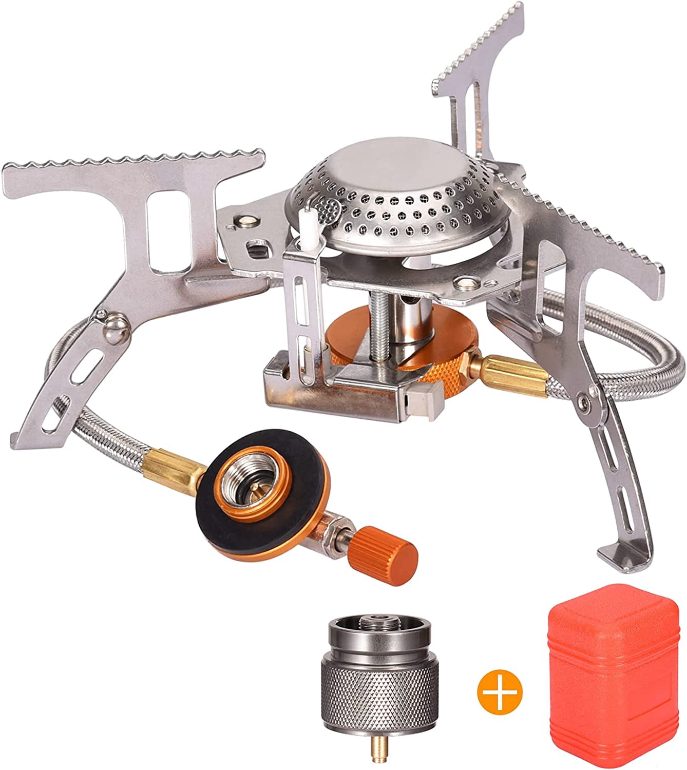 Portable Camping Gas Stove with 1LB Propane Tank Adapter, Foldable Camp ...