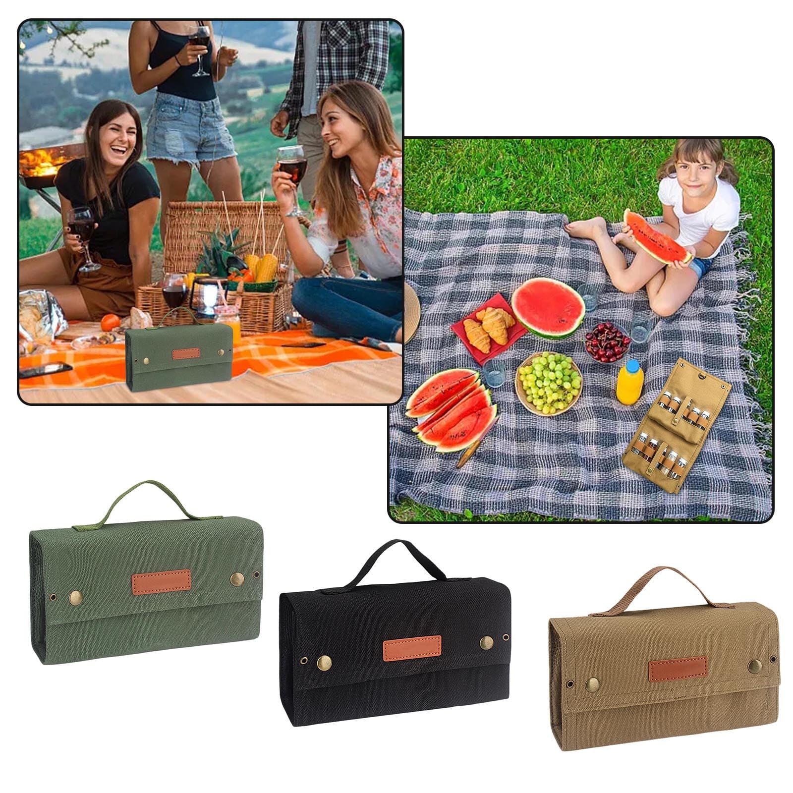 Portable Camping SeasoningOrganizer Bag - Modular Canvas Condiment ...