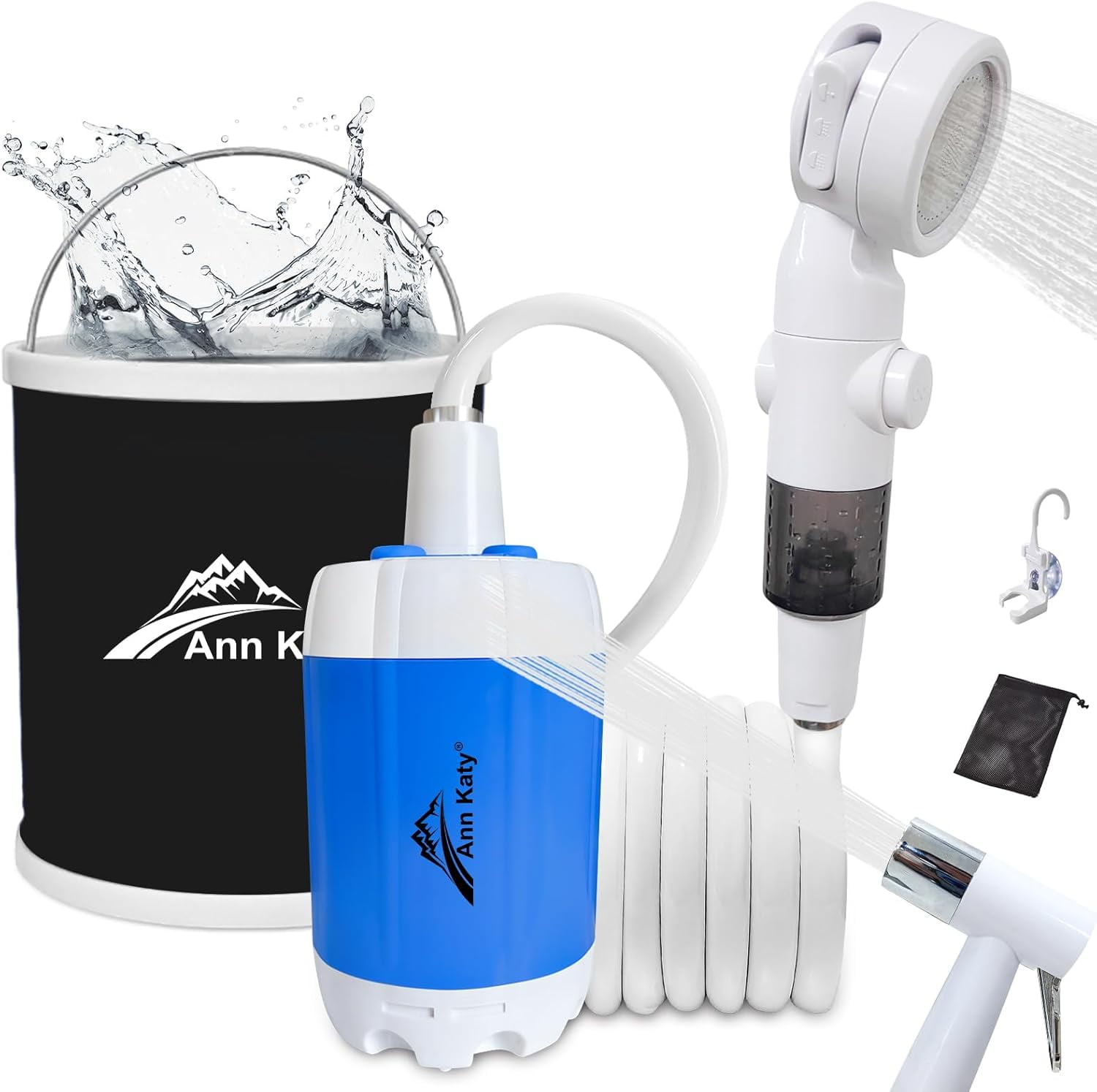 Portable Camping Shower Outdoor Camp Shower Pump,Upgrade Rechargeable ...