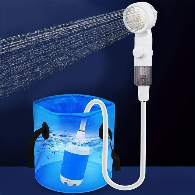 Portable Camping Shower, Outdoor Camping Shower Pump-USB Rechargeable ...