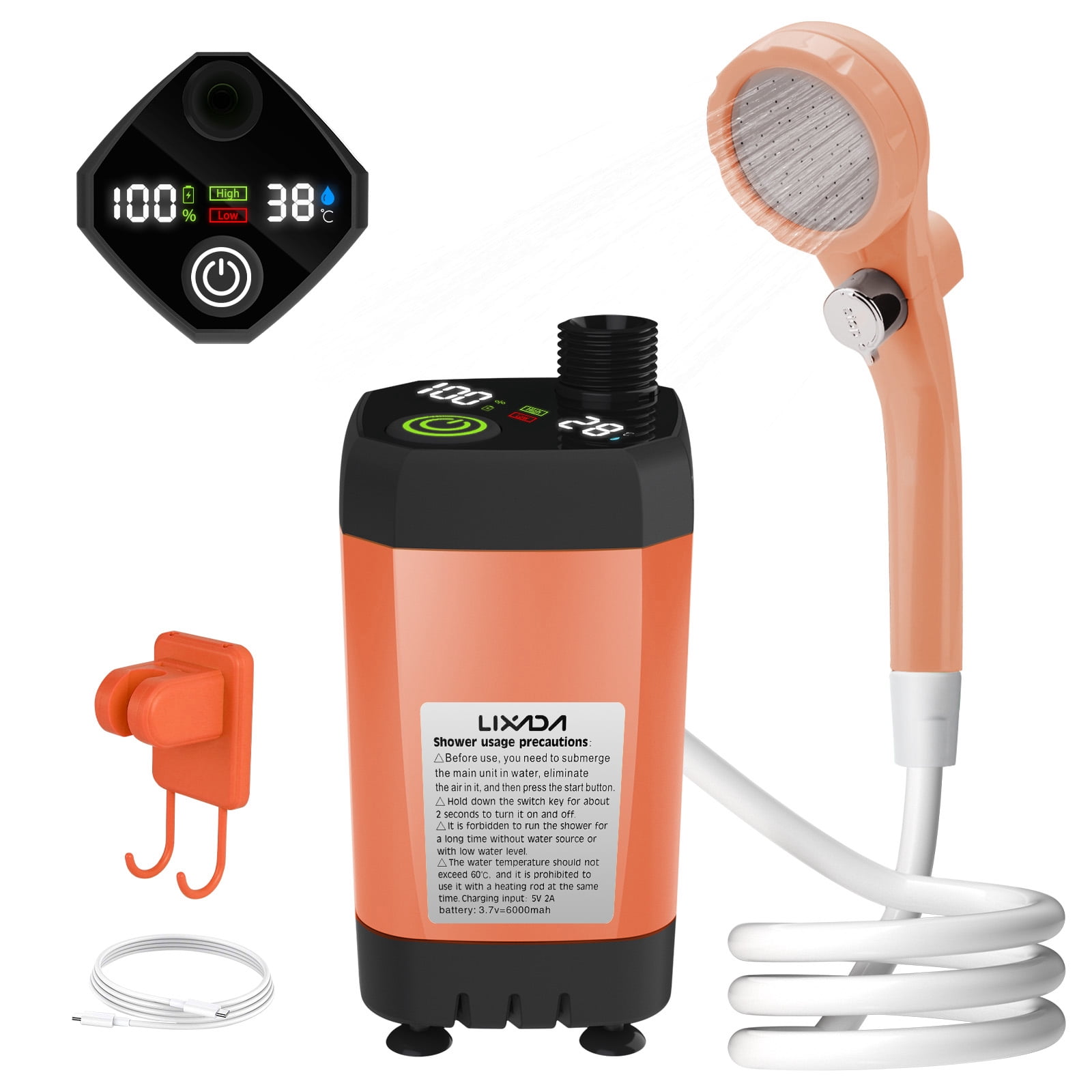 Portable Camping Shower Pump Outdoor Shower Set With Full Screen Smart ...