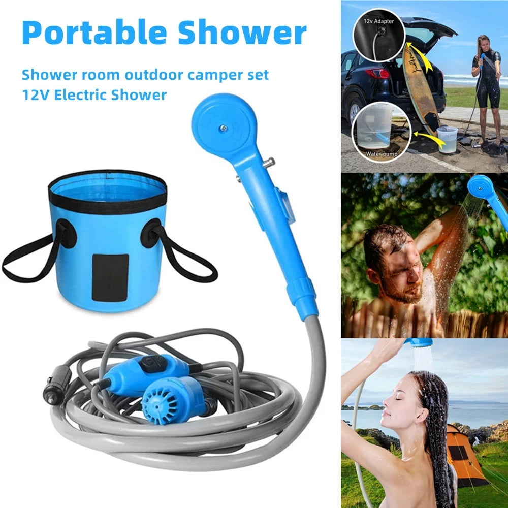 Portable Camping Shower System - 20L Bucket, 12V Pump, Handheld Shower ...