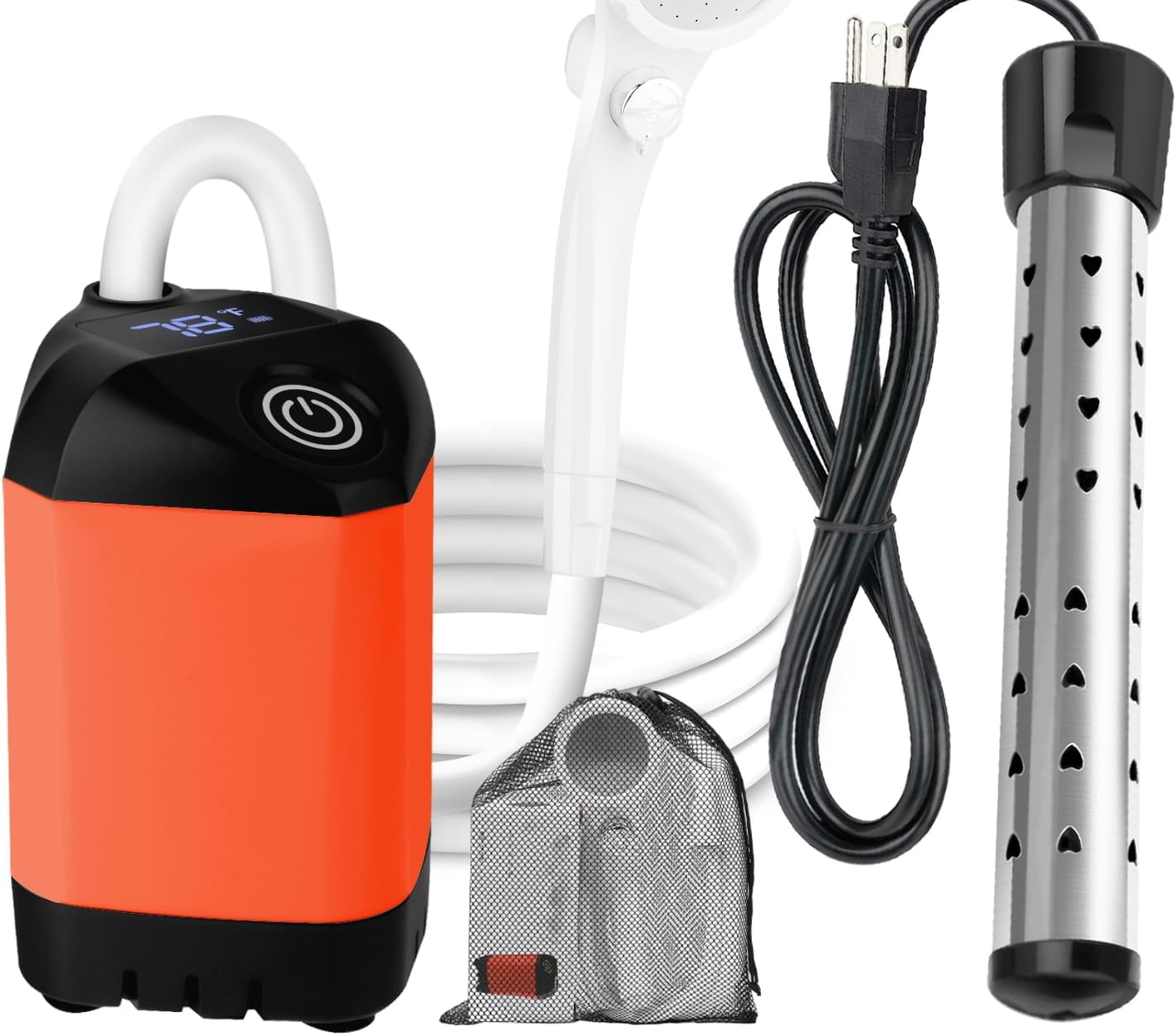 Portable Camping Shower with Heater, Rechargeable Camping Shower with ...