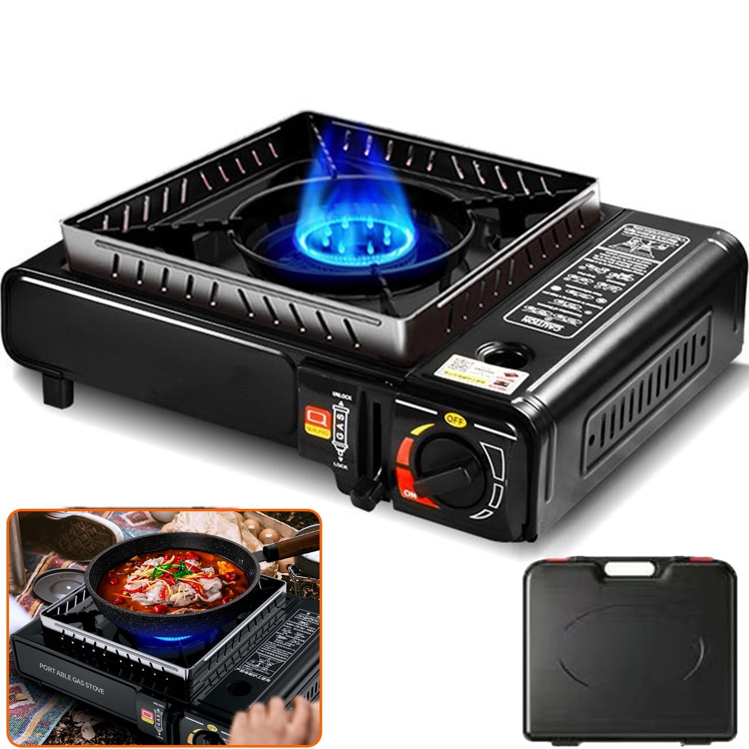 Portable Butane Camping Stove with Wind Baffle for Outdoor Cooking ...