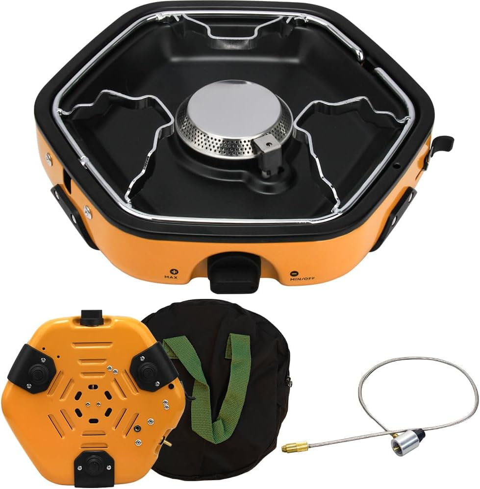 Portable Camping Stove with 8500 BTU Adjustable Burners Piezo Ignition ...