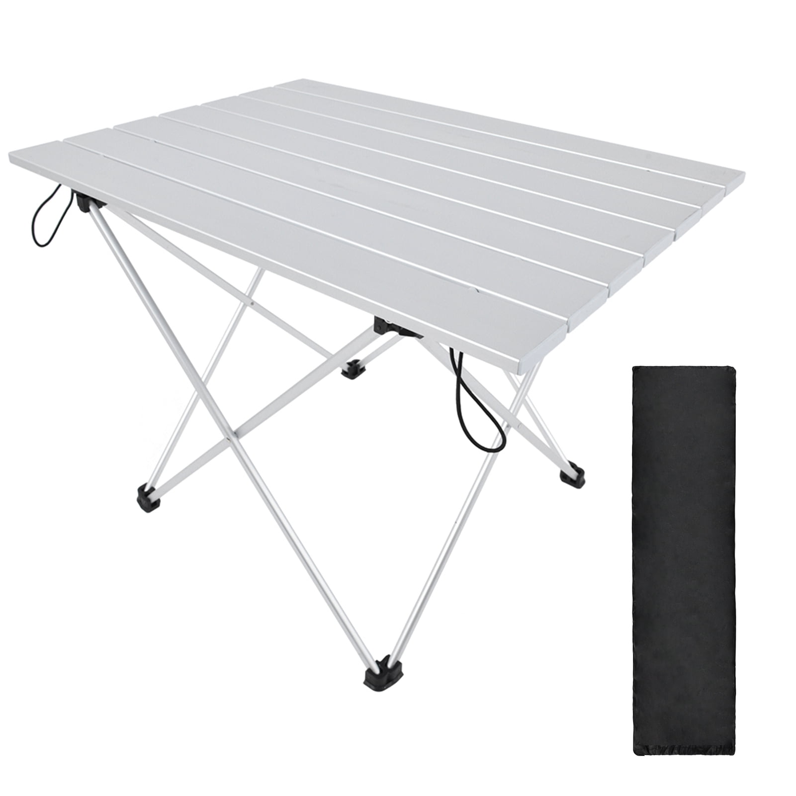 Portable Camping Table, 22"x16" Silver Aluminum Lightweight Folding ...