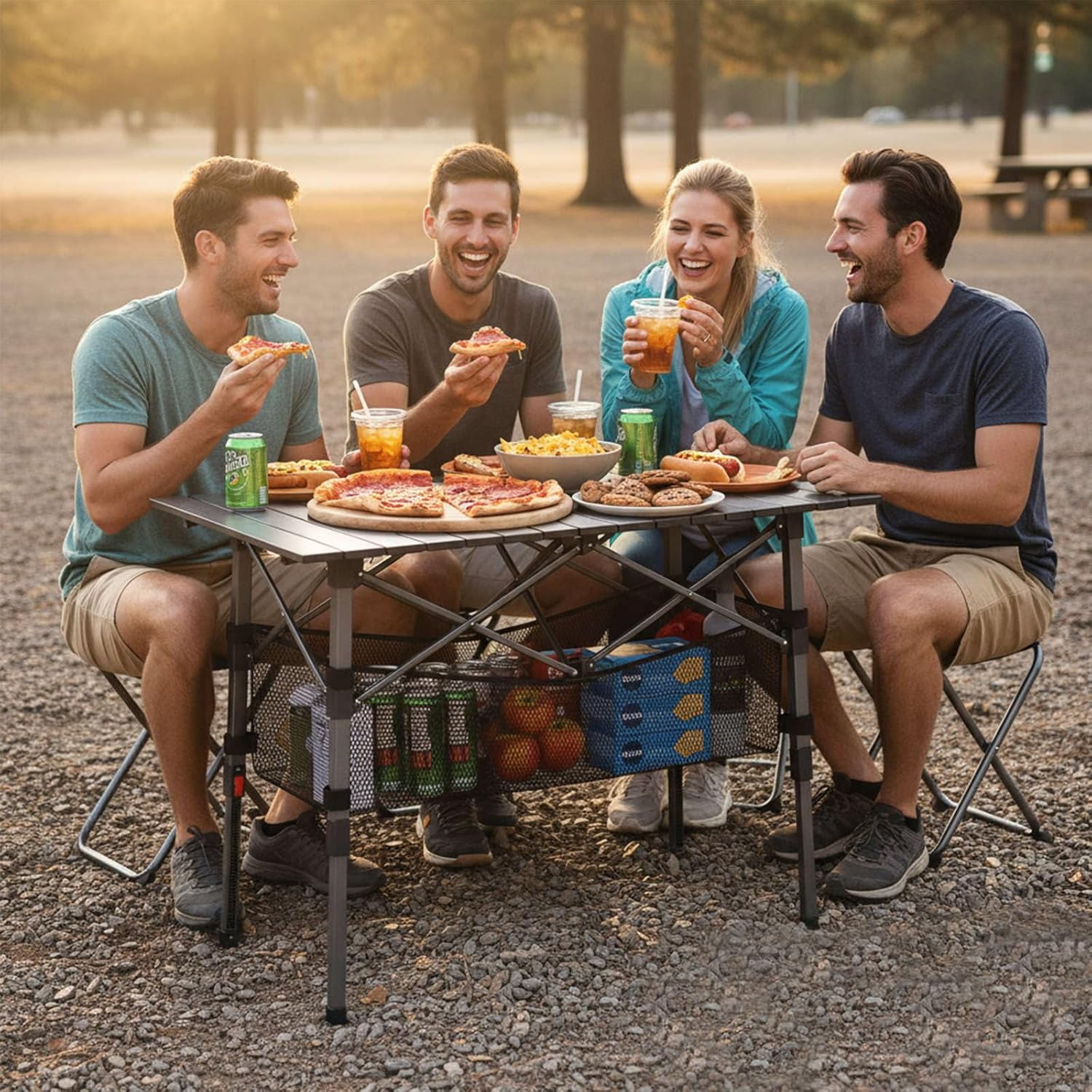 Portable Camping Table with Adjustable Height Legs, Lightweight ...