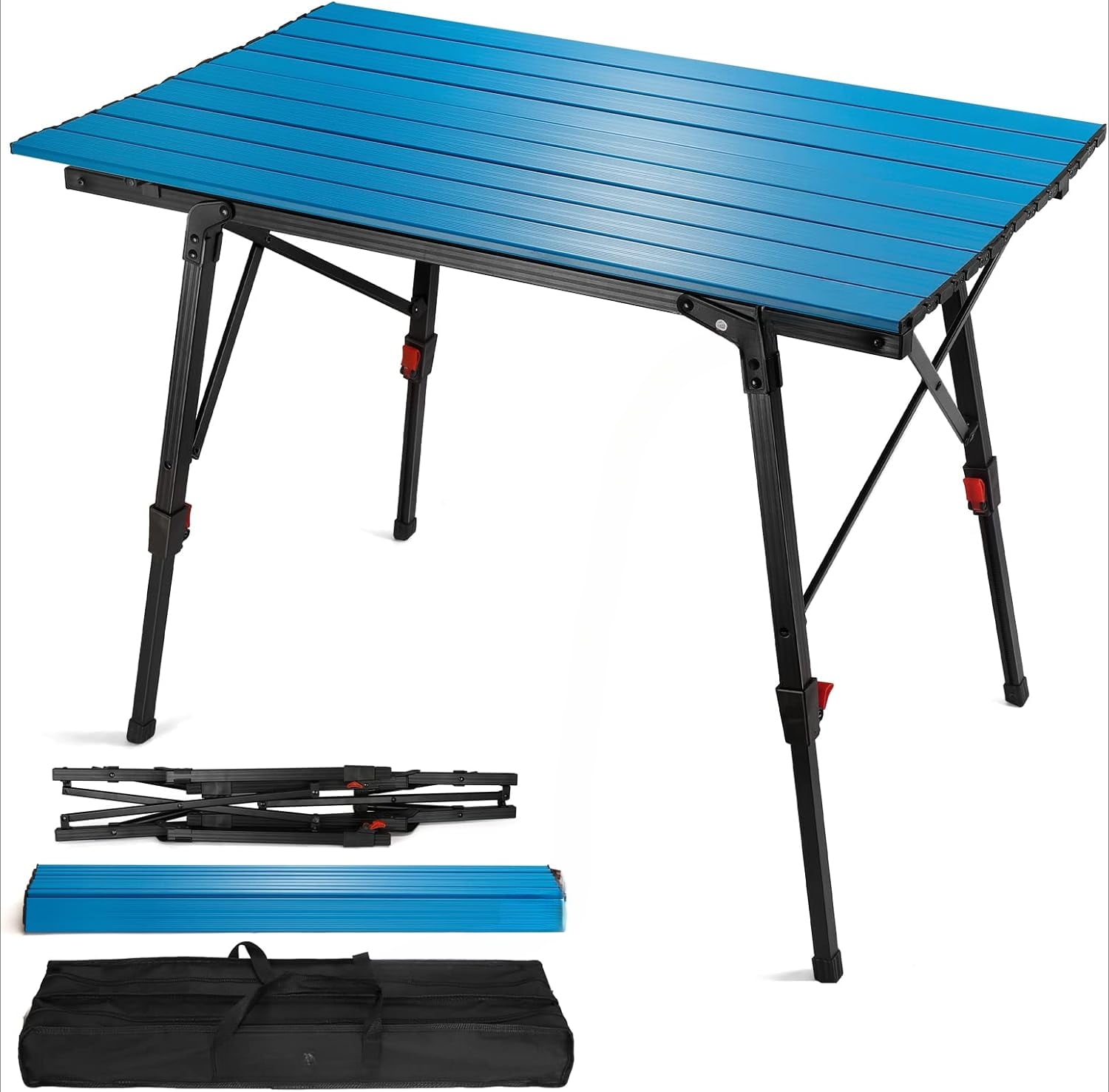 Portable Camping Table with Adjustable Legs, Lightweight Aluminum ...