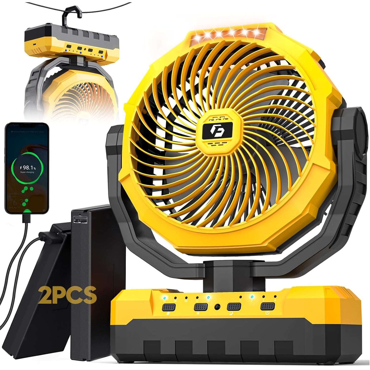 Walmart Portable Camping Tent Fan with 20000mAh Battery, LED Lantern ...