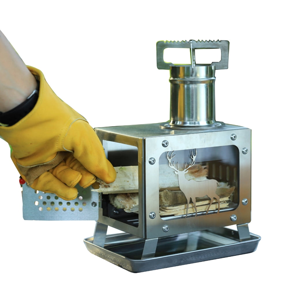 Portable Camping Tent Stove with Glass Window Mini Firewood Burners ...