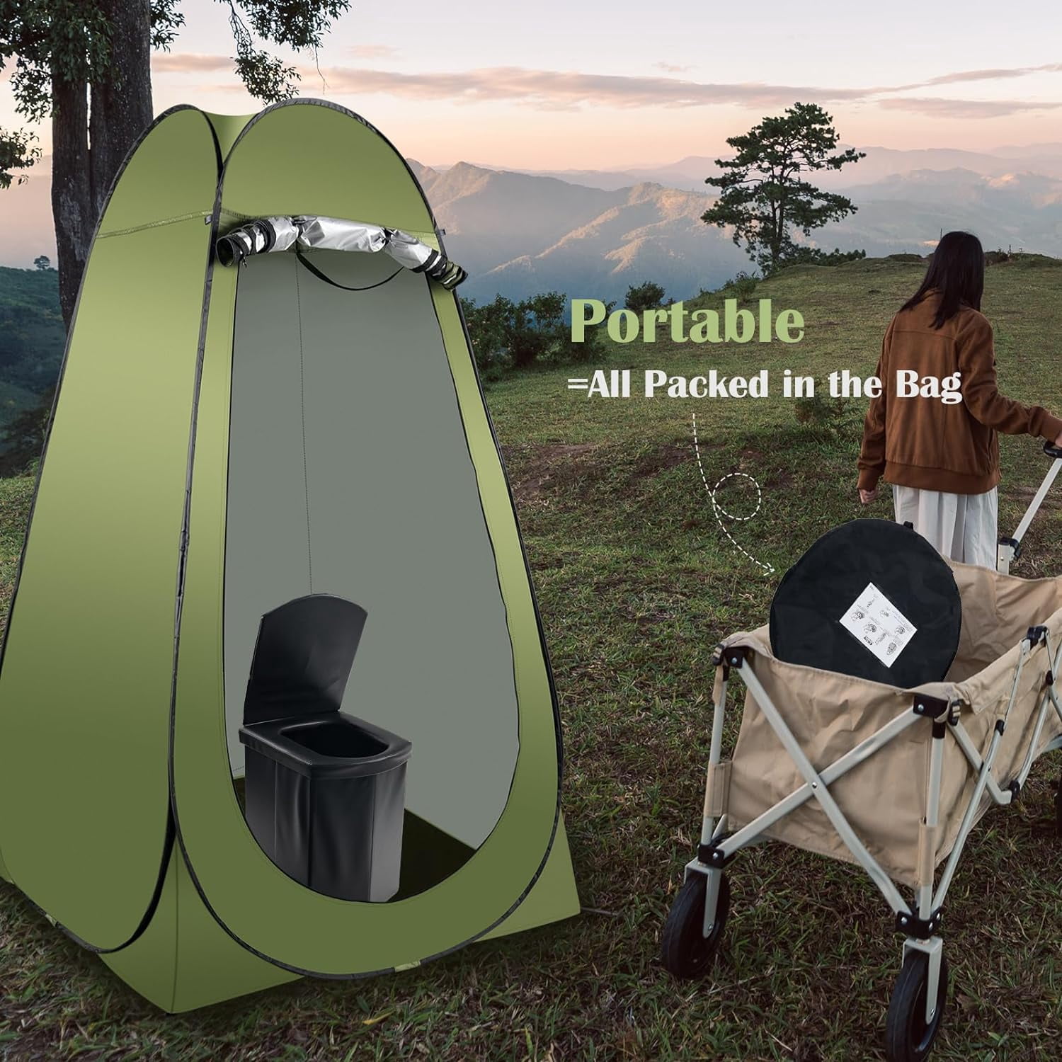 Portable Camping Toilet Tent for Adults, X Large Pop Up Privacy Shelter ...