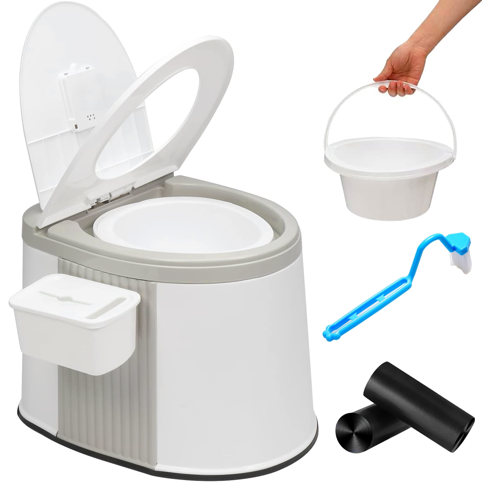 Portable Camping Toilet - Outdoor Potty for Adults with Lid and Paper ...