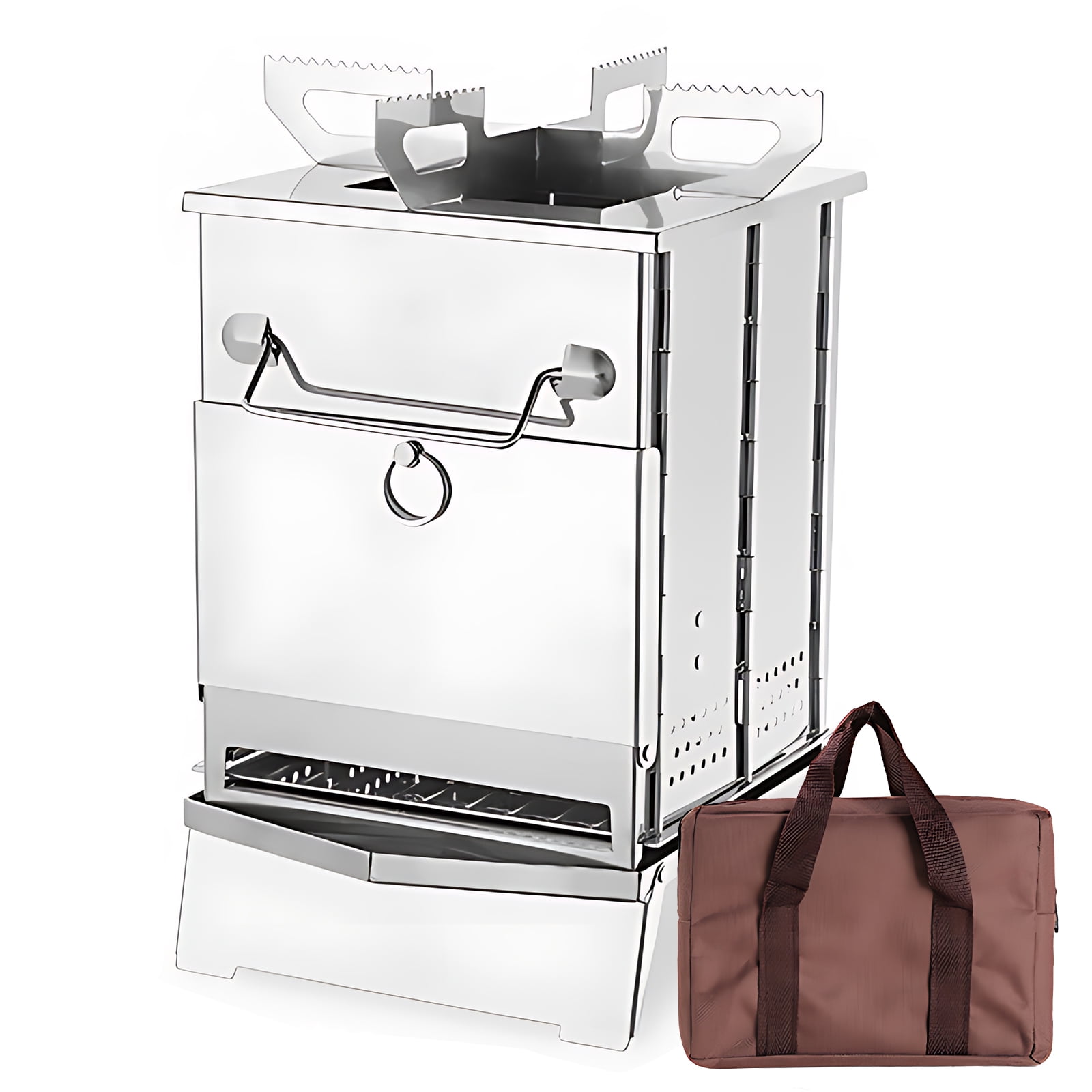 Portable Camping Wood Burning Stove Foldable Small Stainless Steel Tent ...