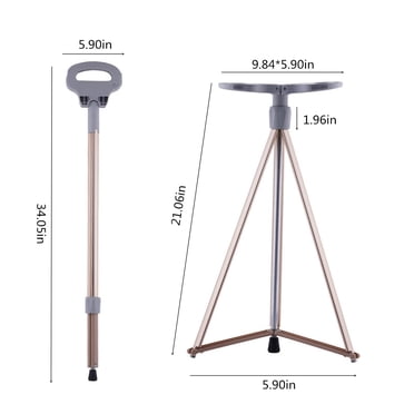 Portable Cane Seat Folding Walking Cane for Men & Women Sturdy Tripod ...