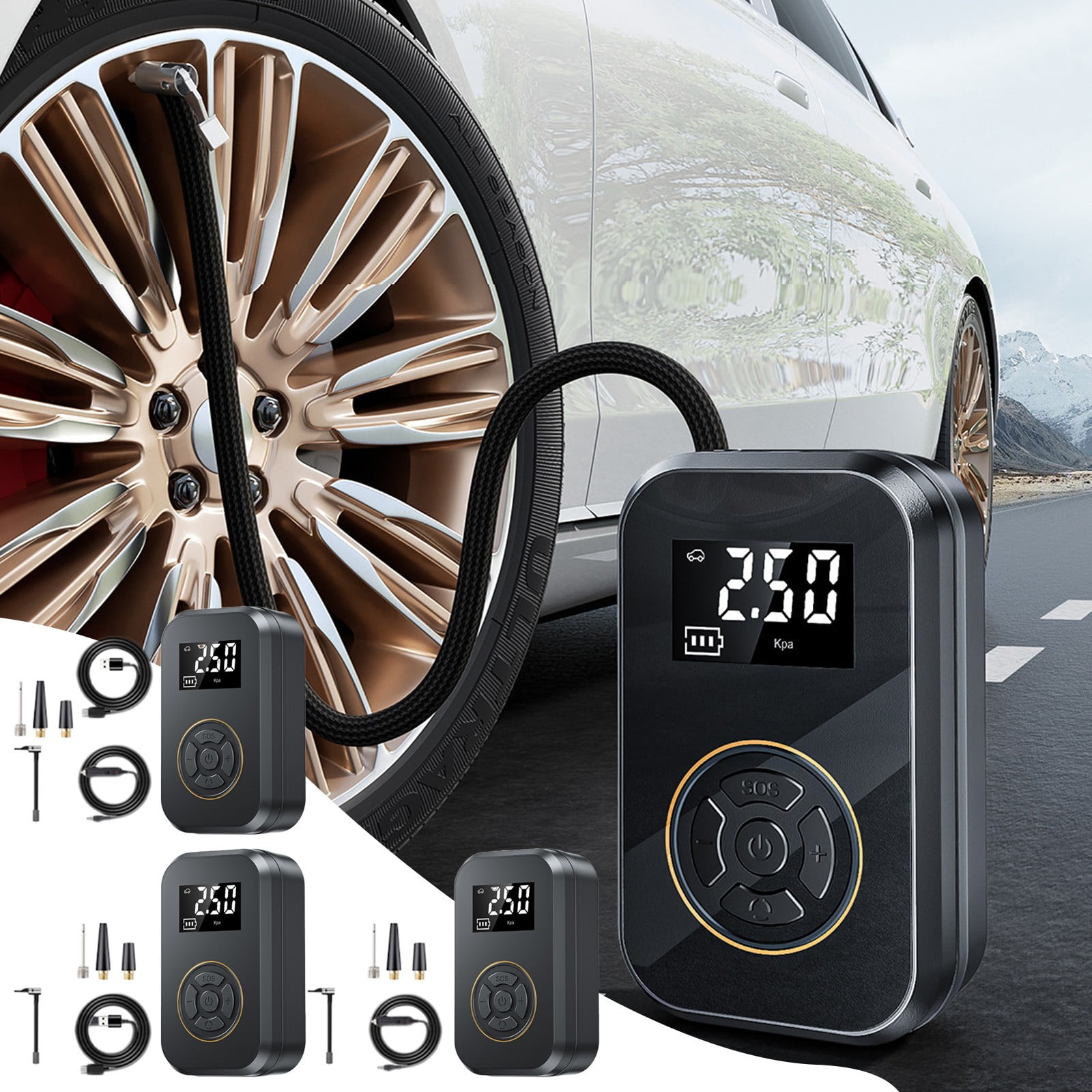 Portable Car Air Compressor Pump | Tire Inflator & Power Bank for ...