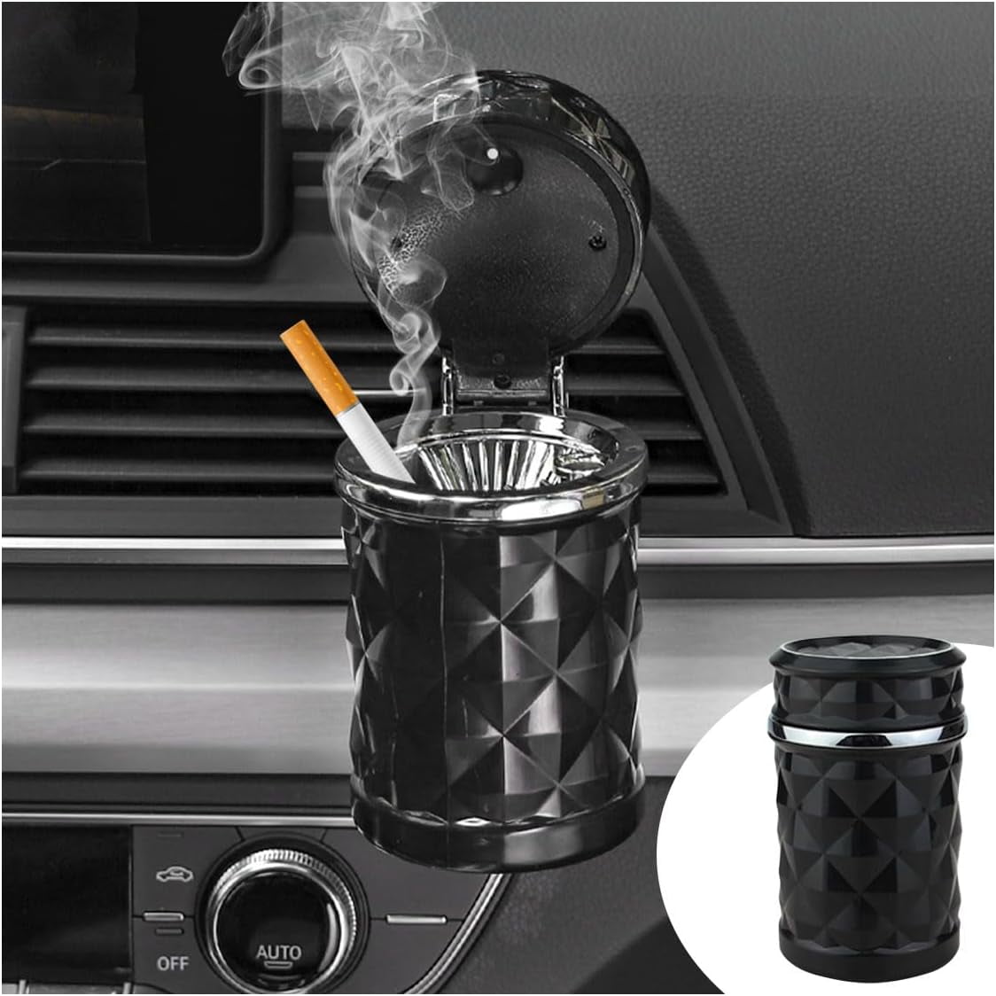 Portable Car Ashtray with Lid, Detachable Smokeless Self-Extinguishing ...
