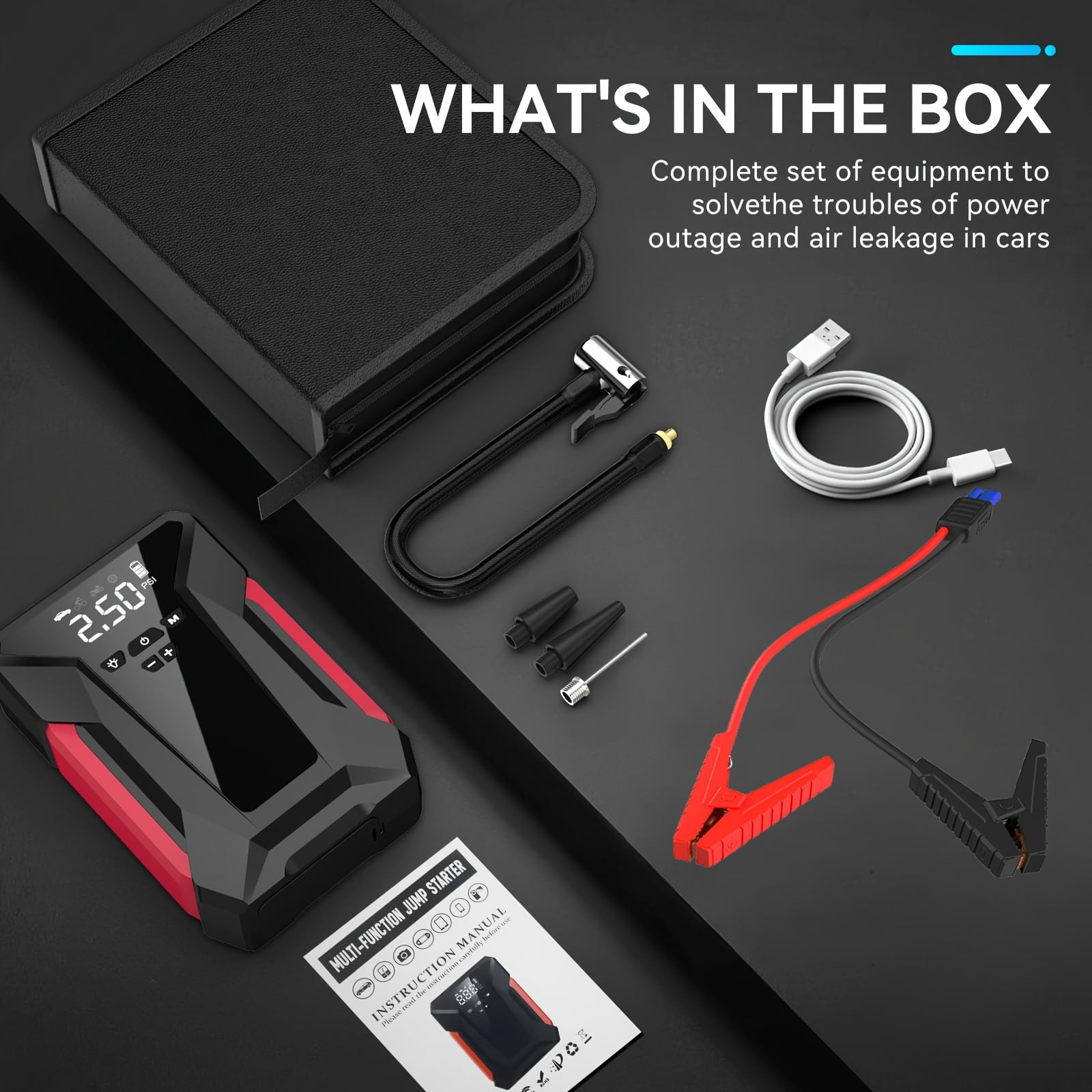 Portable Car Battery Jump Starter with Air Compressor - 7000A, 150PSI ...