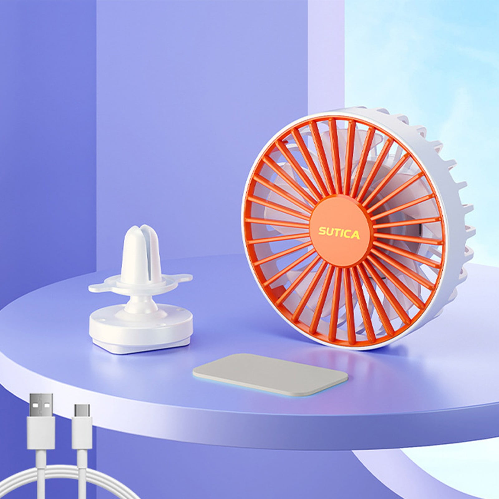 Portable Car Fan, Powerful 12V Cooling Fan, High-Speed 4 Blades ...