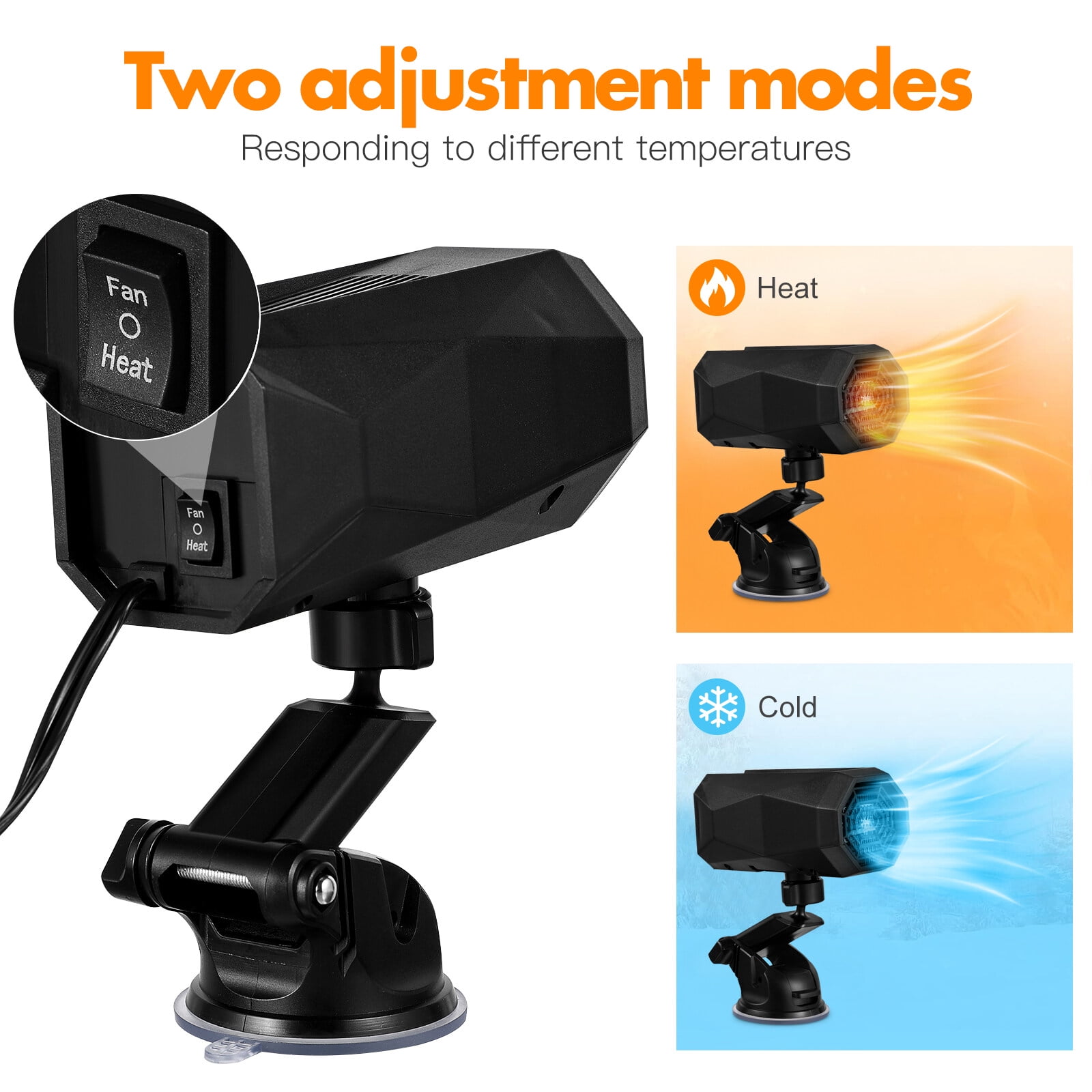 Portable Car Heater, 12V 2 in 1 Hot and Thermal Cooling Fan Plug-in ...