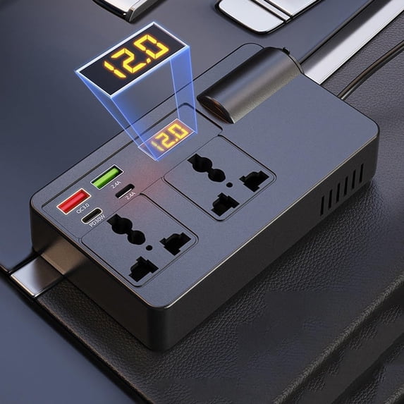 Portable Car Inverter 12V/24V to 220V with Digital Display, DC12V-24V ...