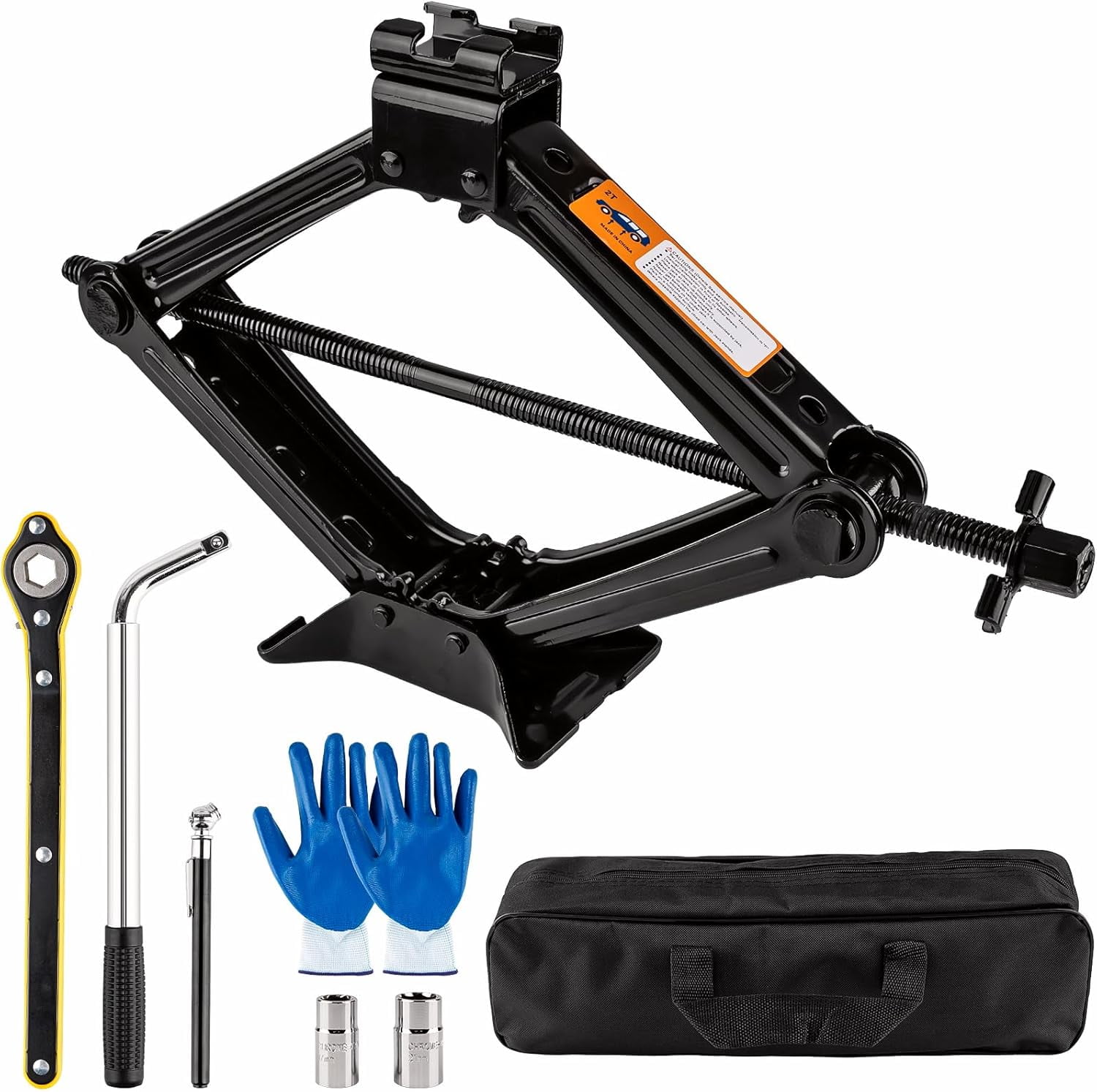 Portable Car Jack Kit, 2 Ton (4409 lbs) Scissor Jack for Car, Upgrade ...