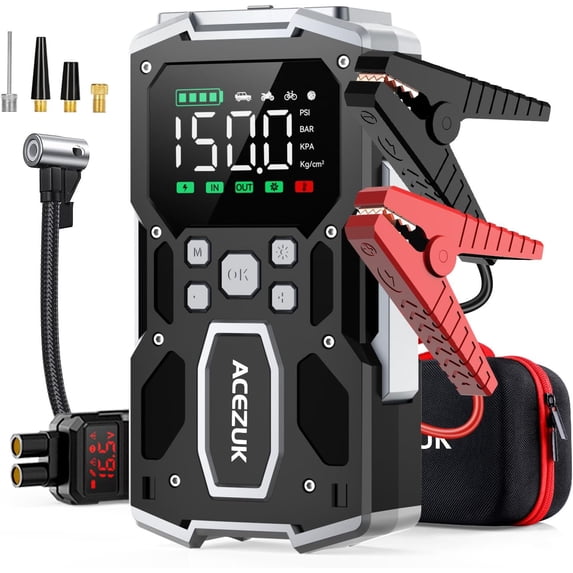 Portable Car Jump Starter with Air Compressor, 150PSI 8000A Jump ...