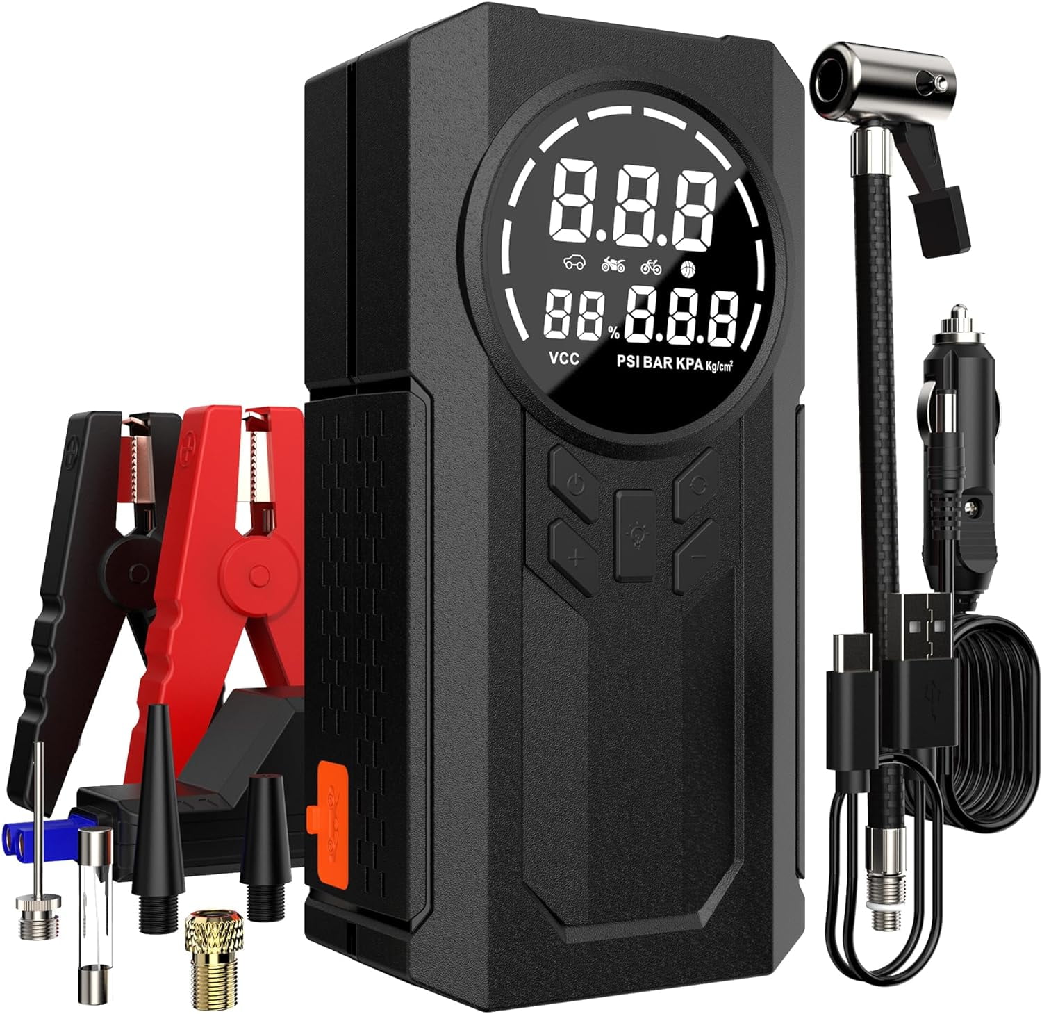 Portable Car Jump Starter with Air Compressor, 3000A Jump Starter ...