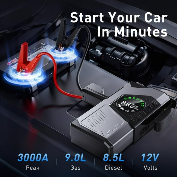 Portable Car Jump Starter with Air Compressor, 3000A Portable Jump ...