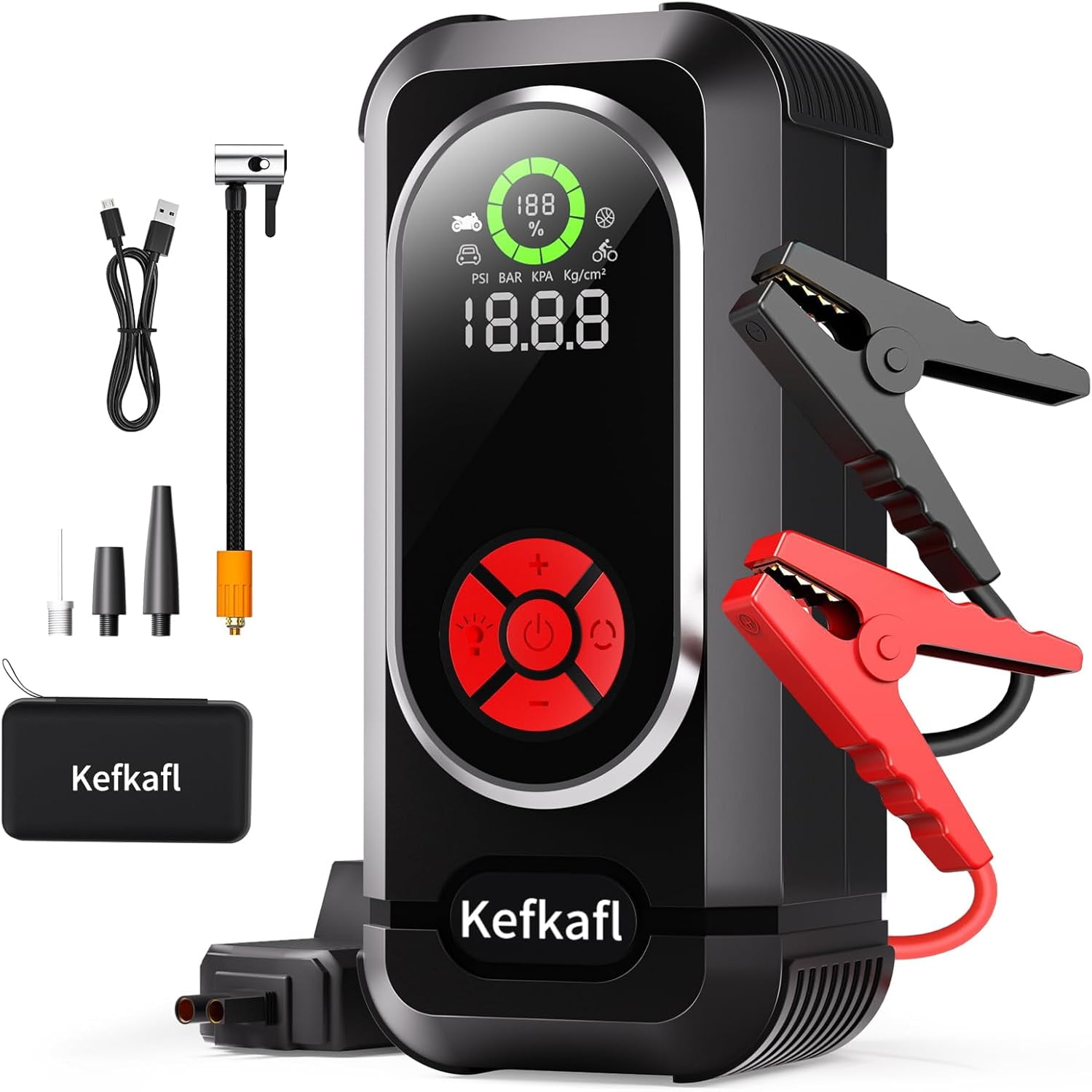 Portable Car Jump Starter with Air Compressor, Kefkafl 4500A 150PSI Car ...