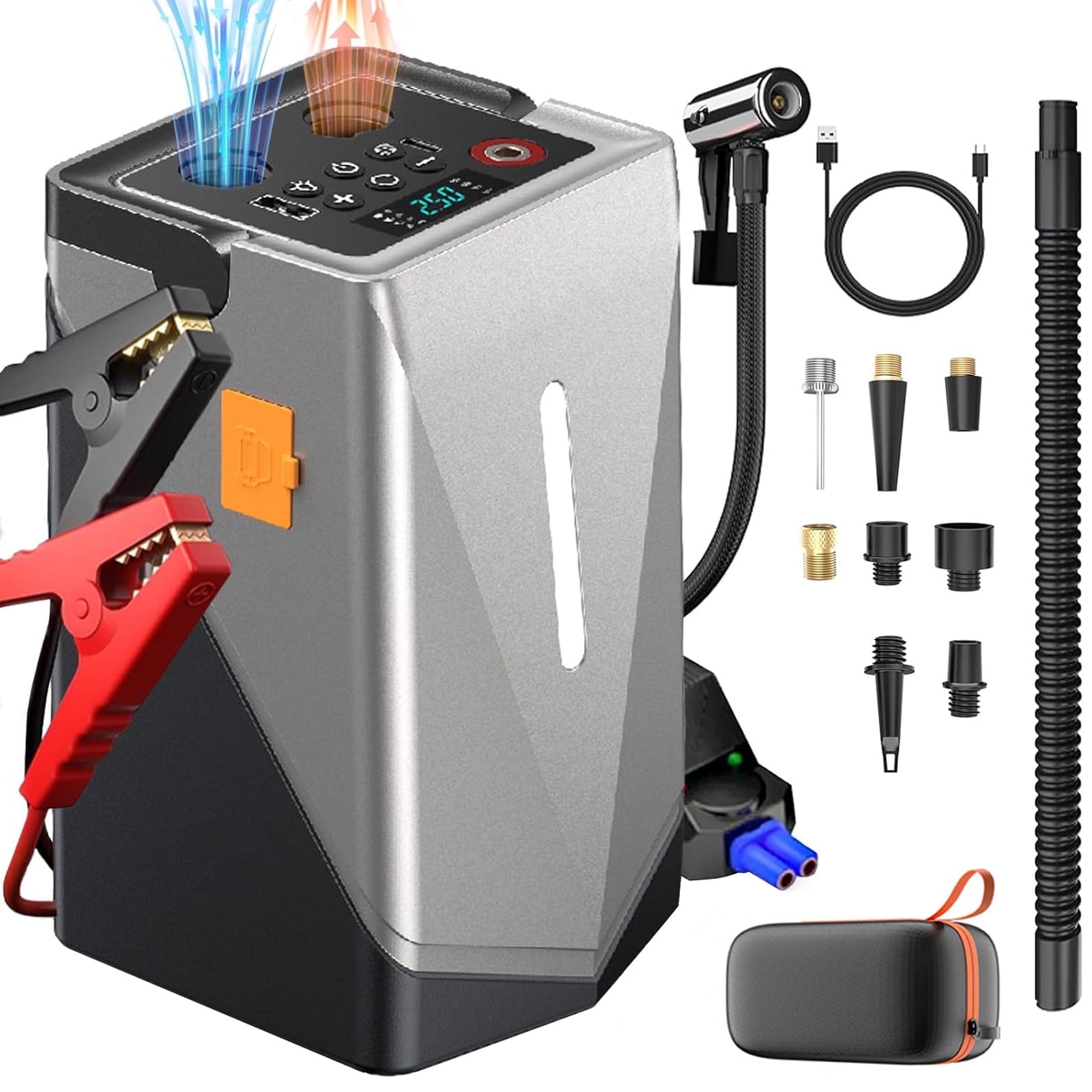 Jump Starter with Air compressor 150 PSI, 3000A Car Battery Jumper ...