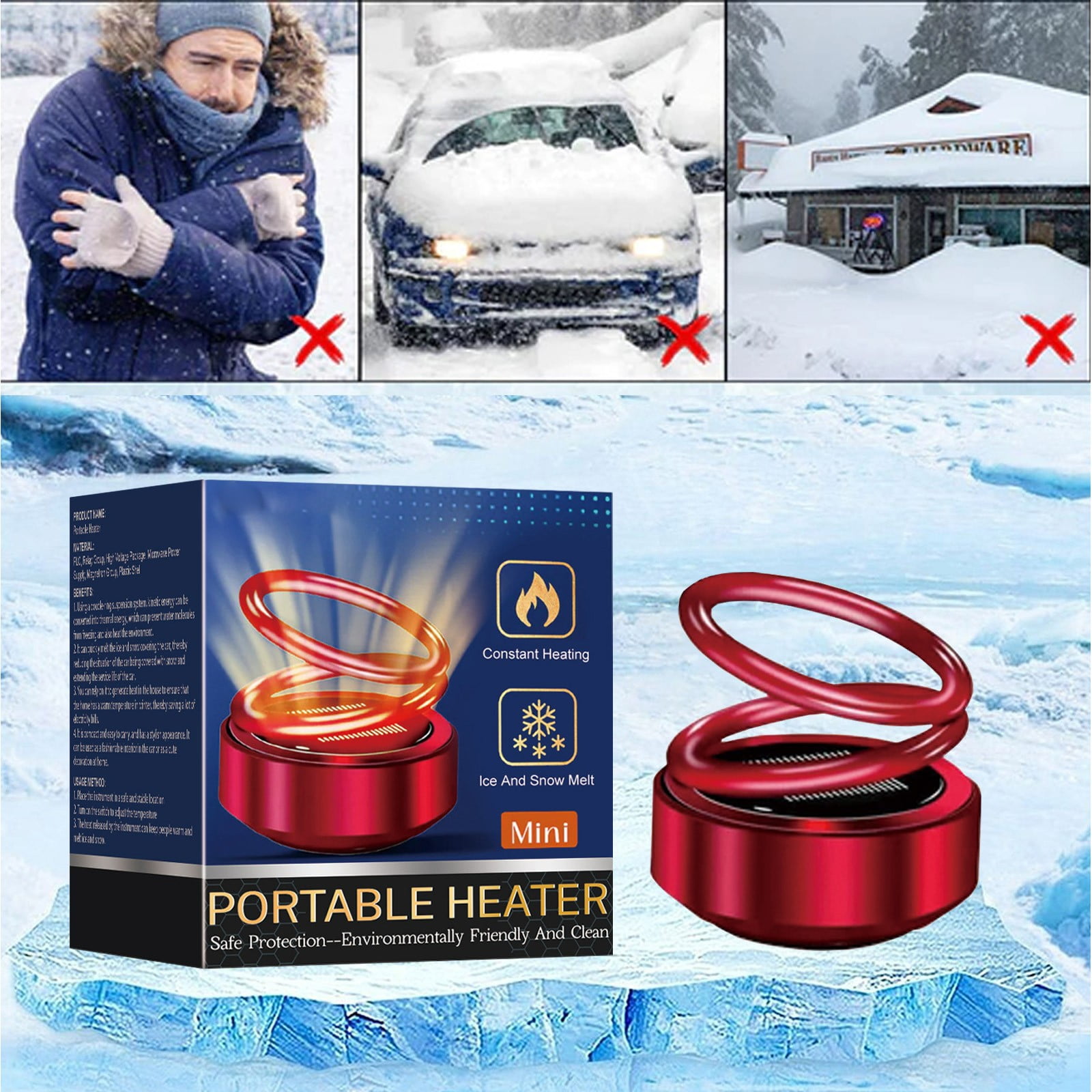Portable Car Molecular Heater Windshield Defroster Defogger Deicer ...