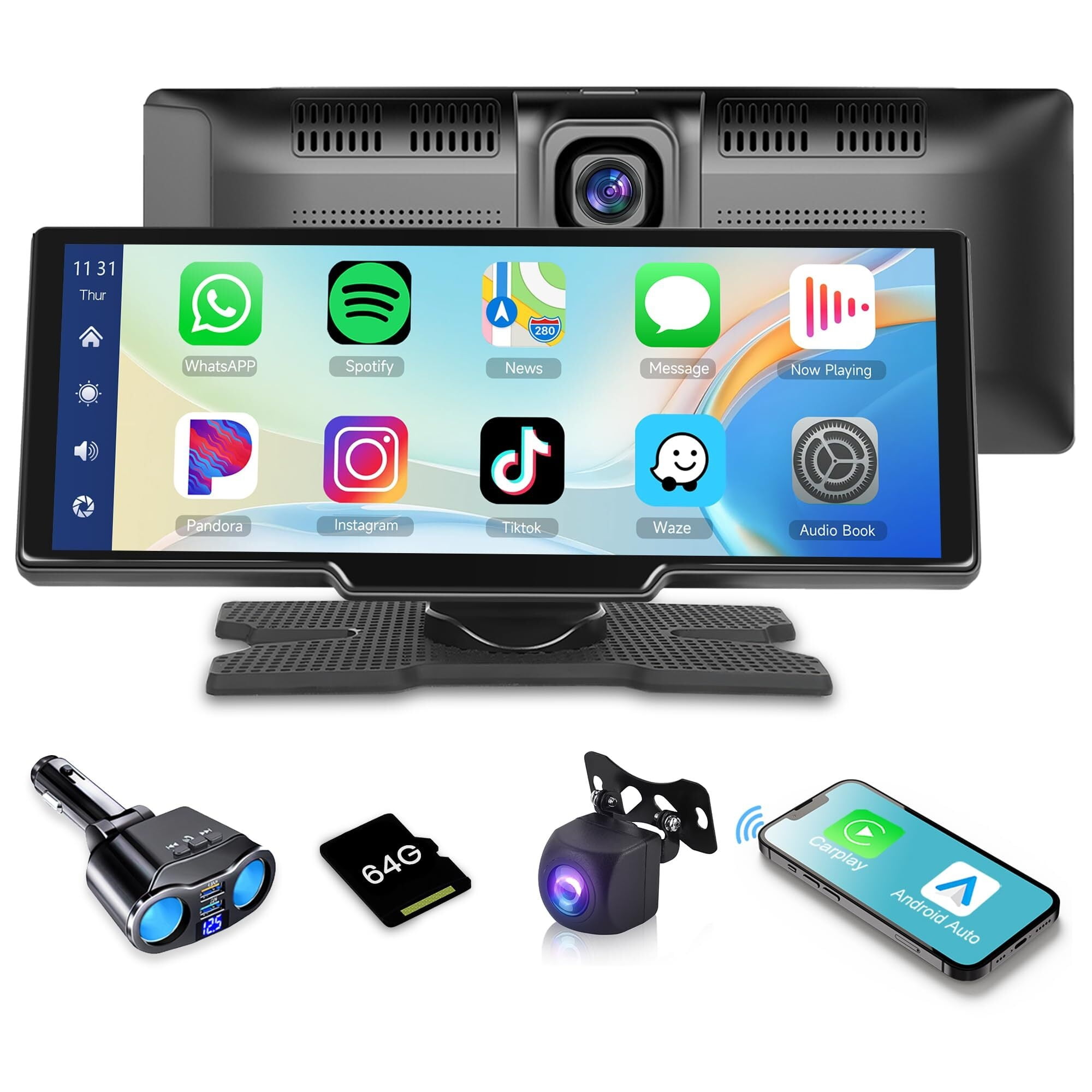 Portable Car Stereo Wireless Apple Carplay Android Auto, Sovob 9.3 inch ...