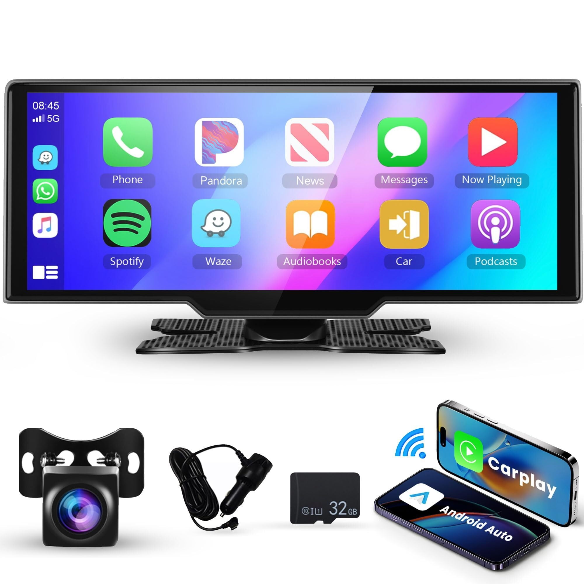 Portable Car Stereo with Wireless Carplay Android Auto, Sehmtoo 10.26 ...
