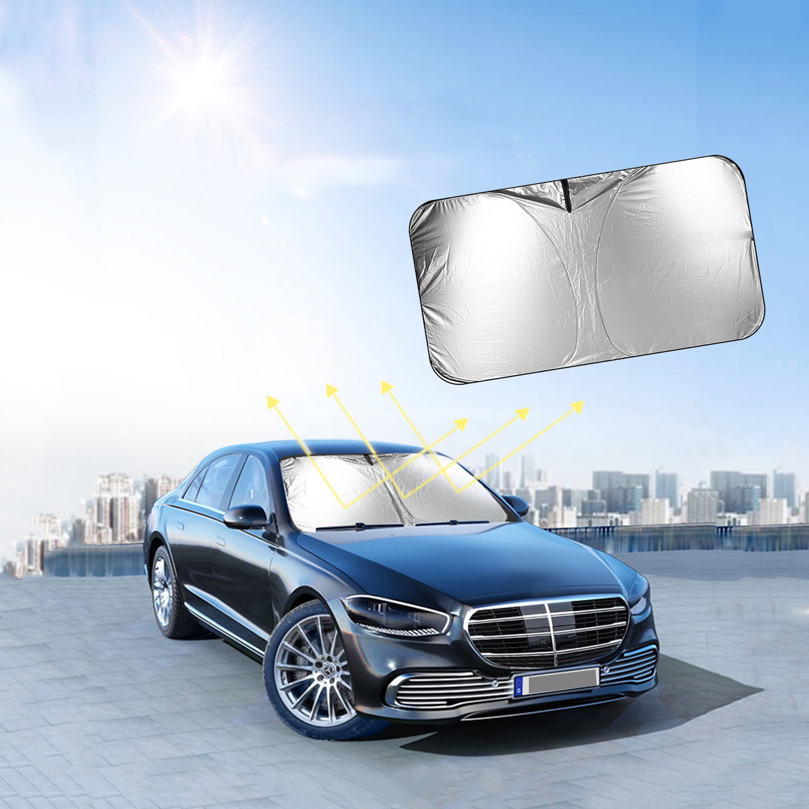Portable Car Sunshade, Front Windshield Cover, Foldable Ring Design ...