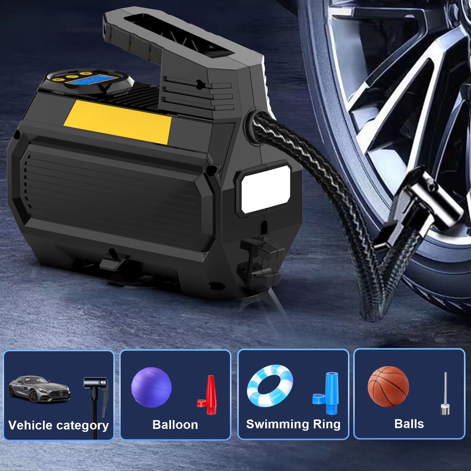 Portable Car Tire Inflator, 12V DC Air Compressor with Digital Display ...