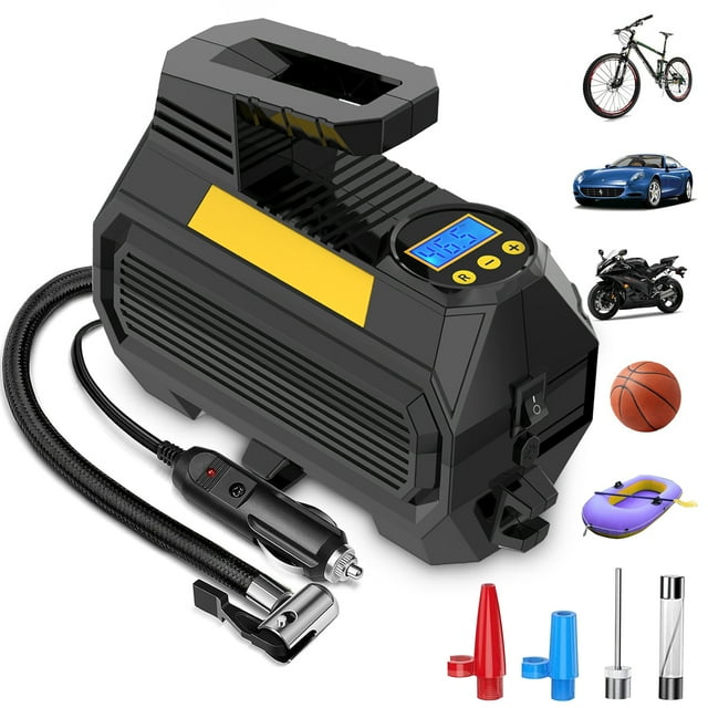 Portable Car Tire Inflator, 12V DC Air Compressor with Digital Display ...