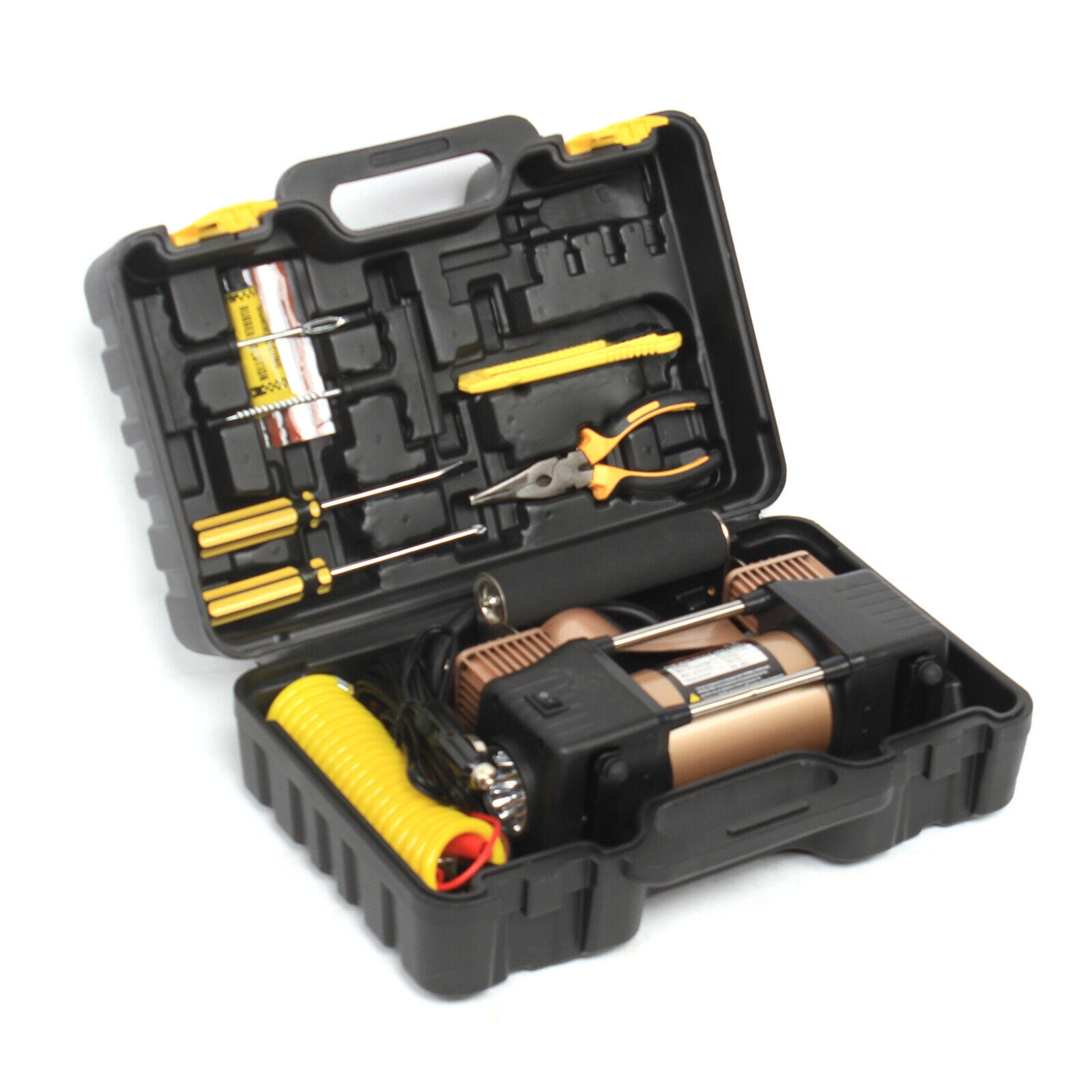 Air Pump SECURIDE Tire Inflator Portable , 12V DC Double Cylinders Heavy Duty Air Compressor