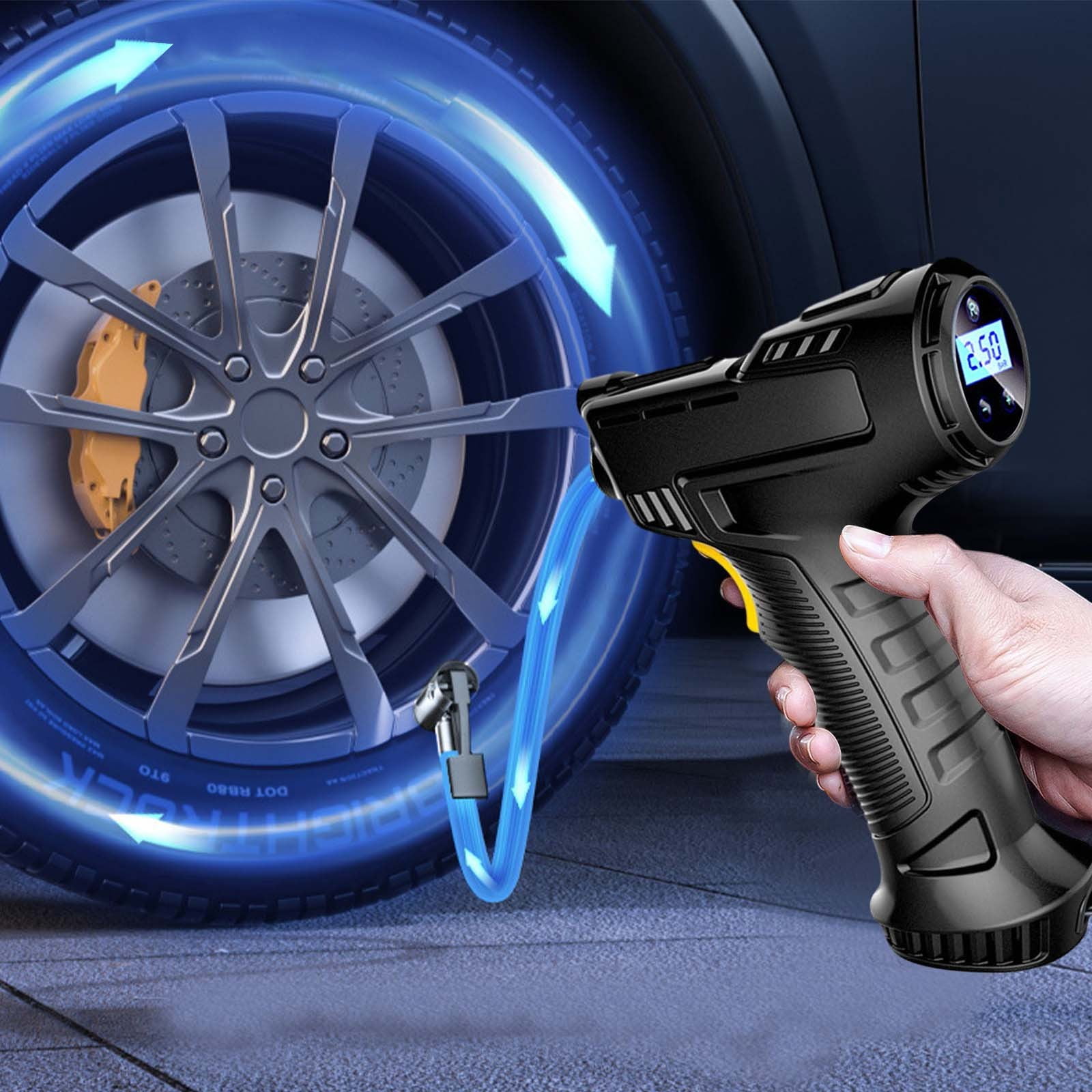Portable Car Tire Inflator,150psi Air Compressor,Digital Pressure Gauge ...