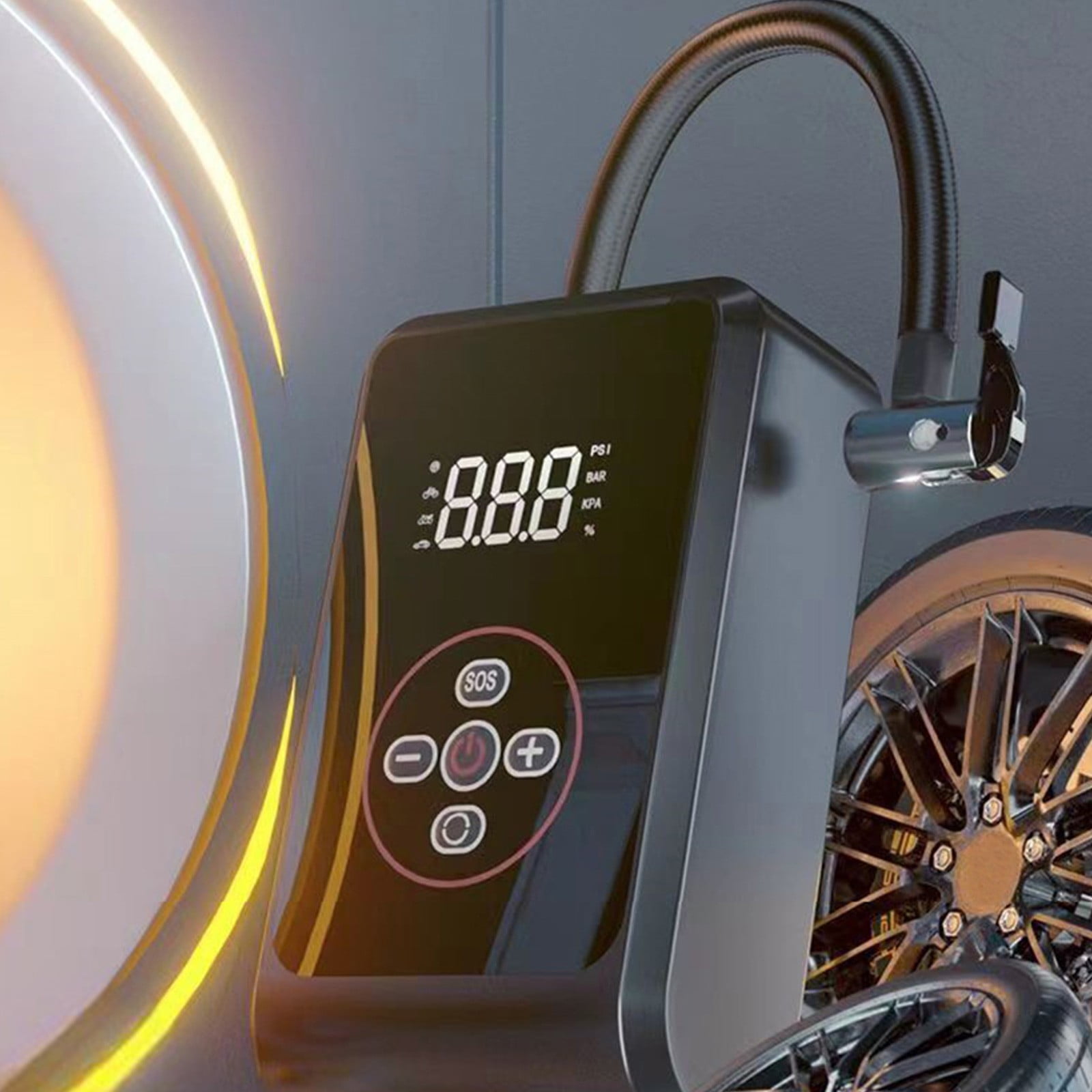 Portable Car Tire Inflator with LED Light Digital Pressure Gauge Auto ...