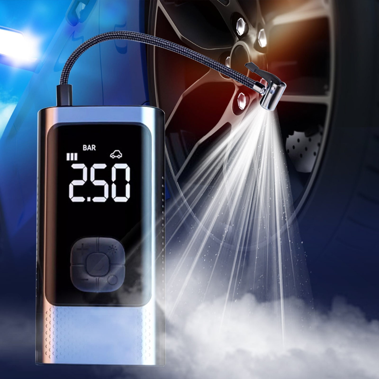 Portable Car Tire Inflator Pump - 12V Air Compressor for Emergency, Bikes, Sports Equipment ...