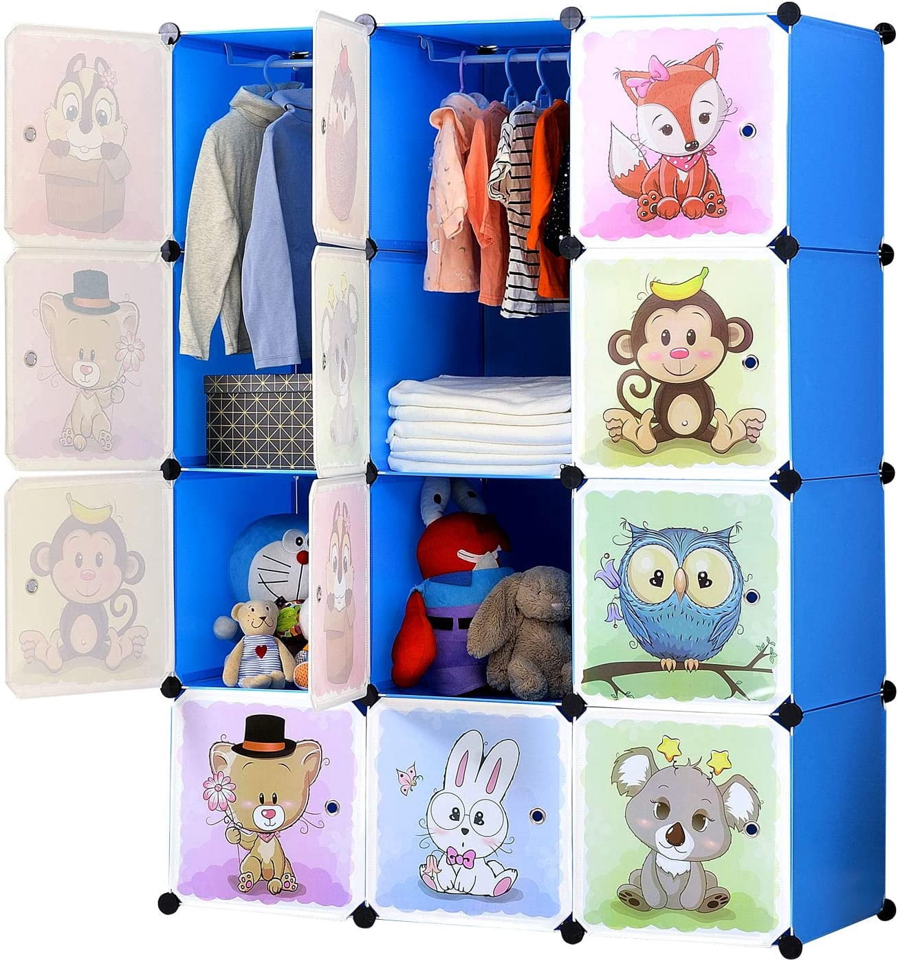 Portable Cartoon Clothes Closet DIY Modular Storage Organizer, Sturdy ...