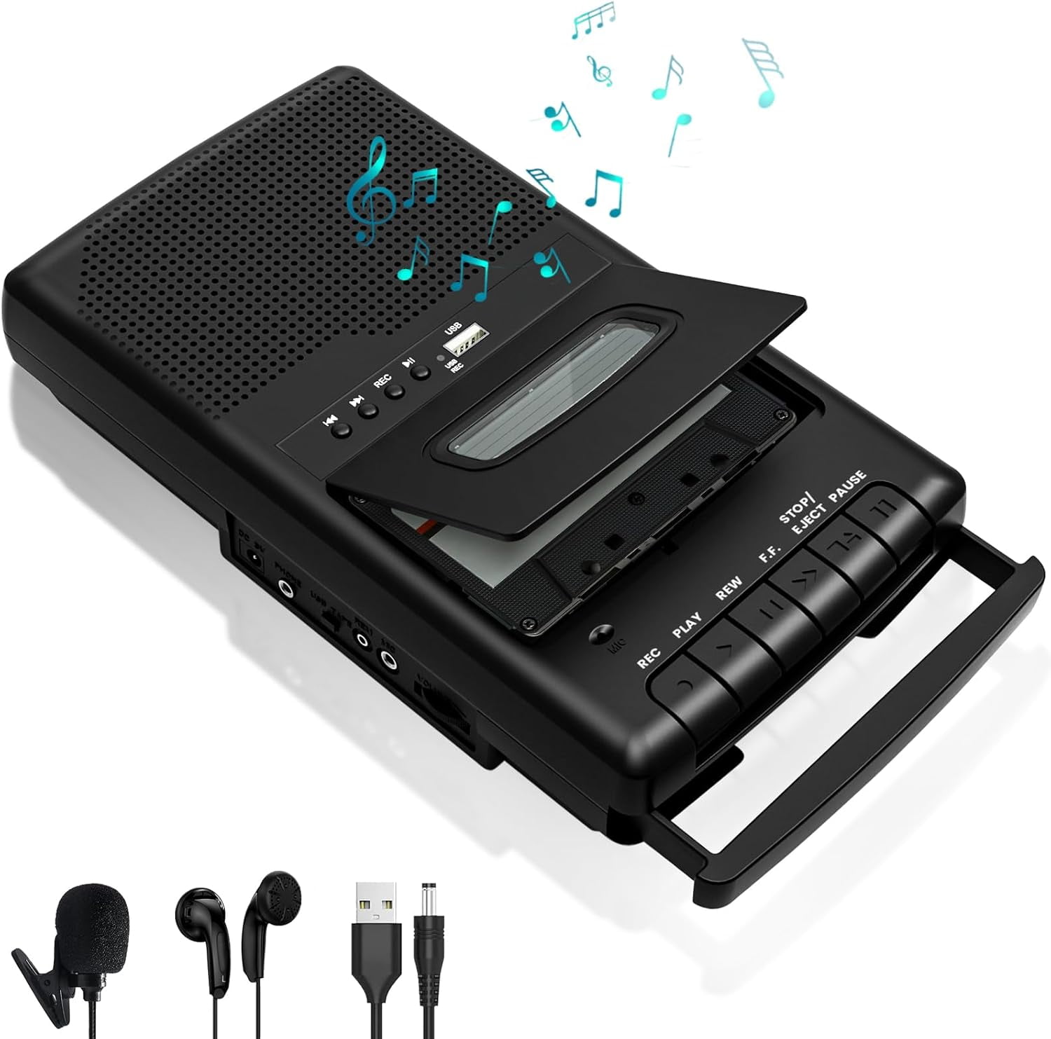 Portable Cassette Player Recorder - USB Cassette External Audio ...